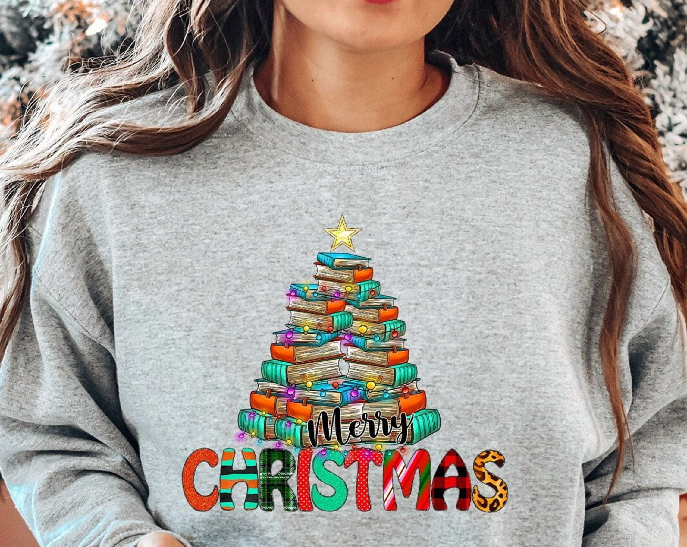 TeeFit Winter Holiday Book Tree Sweatshirt,Winter Holiday Sweatshirt ...