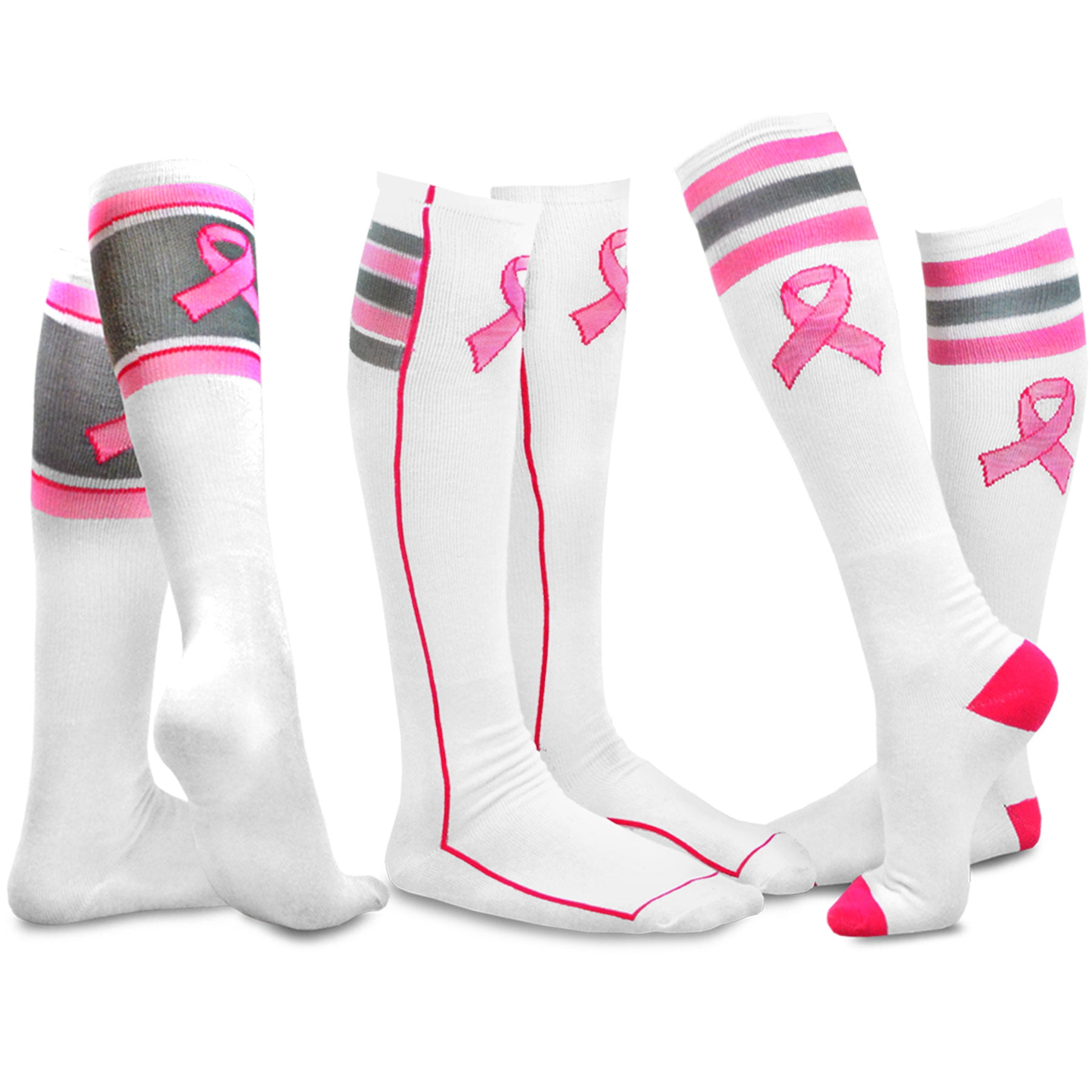 TeeHee Women's Long Soft Cotton Knee High Socks for Breast Cancer ...