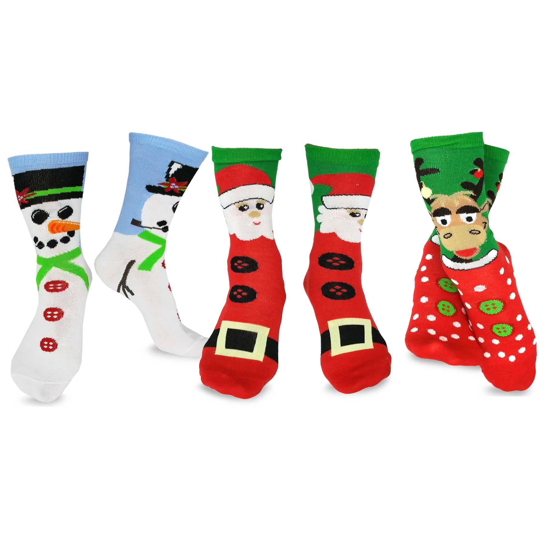 TeeHee Christmas Holiday Fun Crew Socks for Men and Women 3 Pair Pack ...