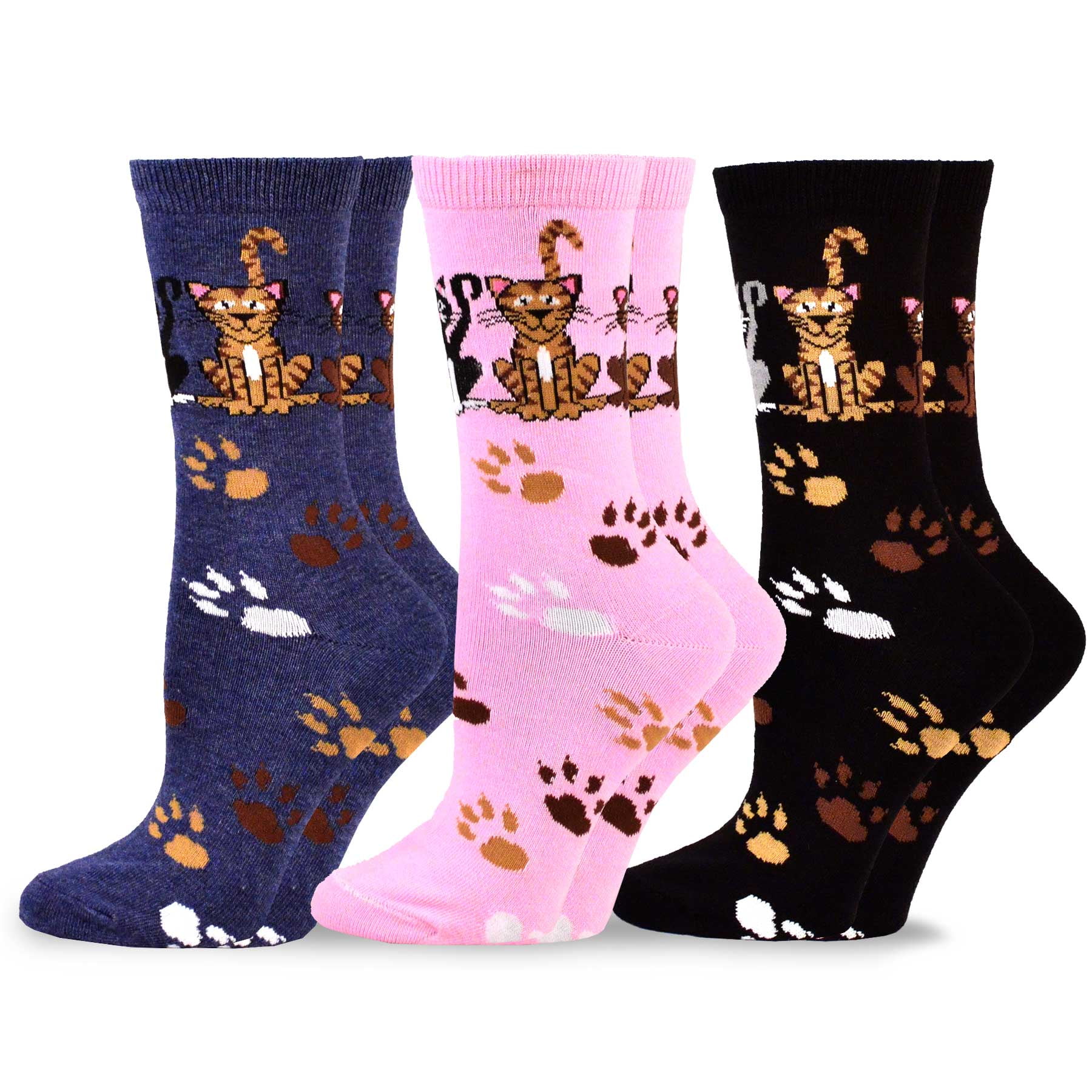 TeeHee Fun Novelty Cats Cotton Crew Socks for Women 3 Pairs - Walmart.com
