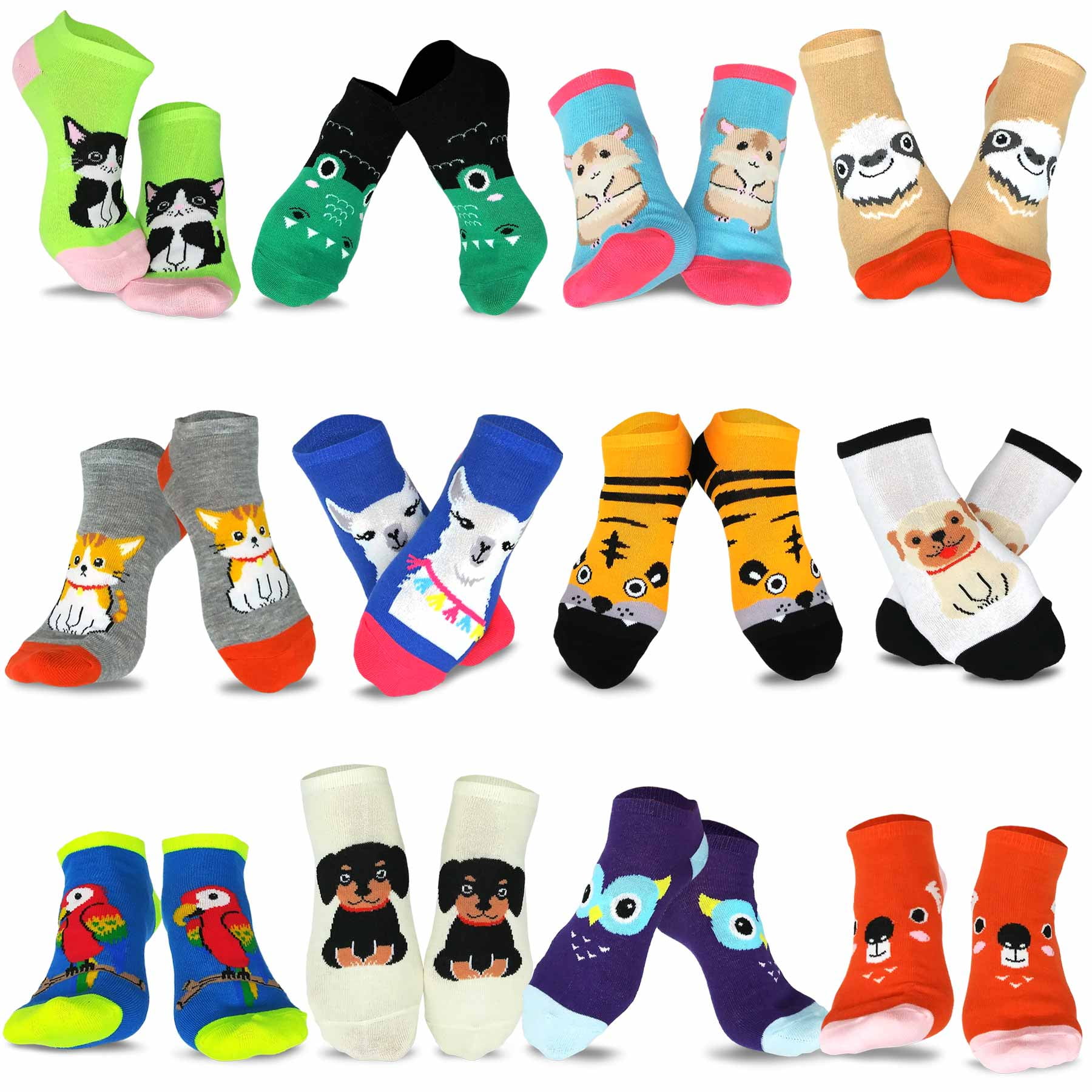 TeeHee Fun Novelty Cute Animals Socks for Women Low Cut Ankle No Show ...