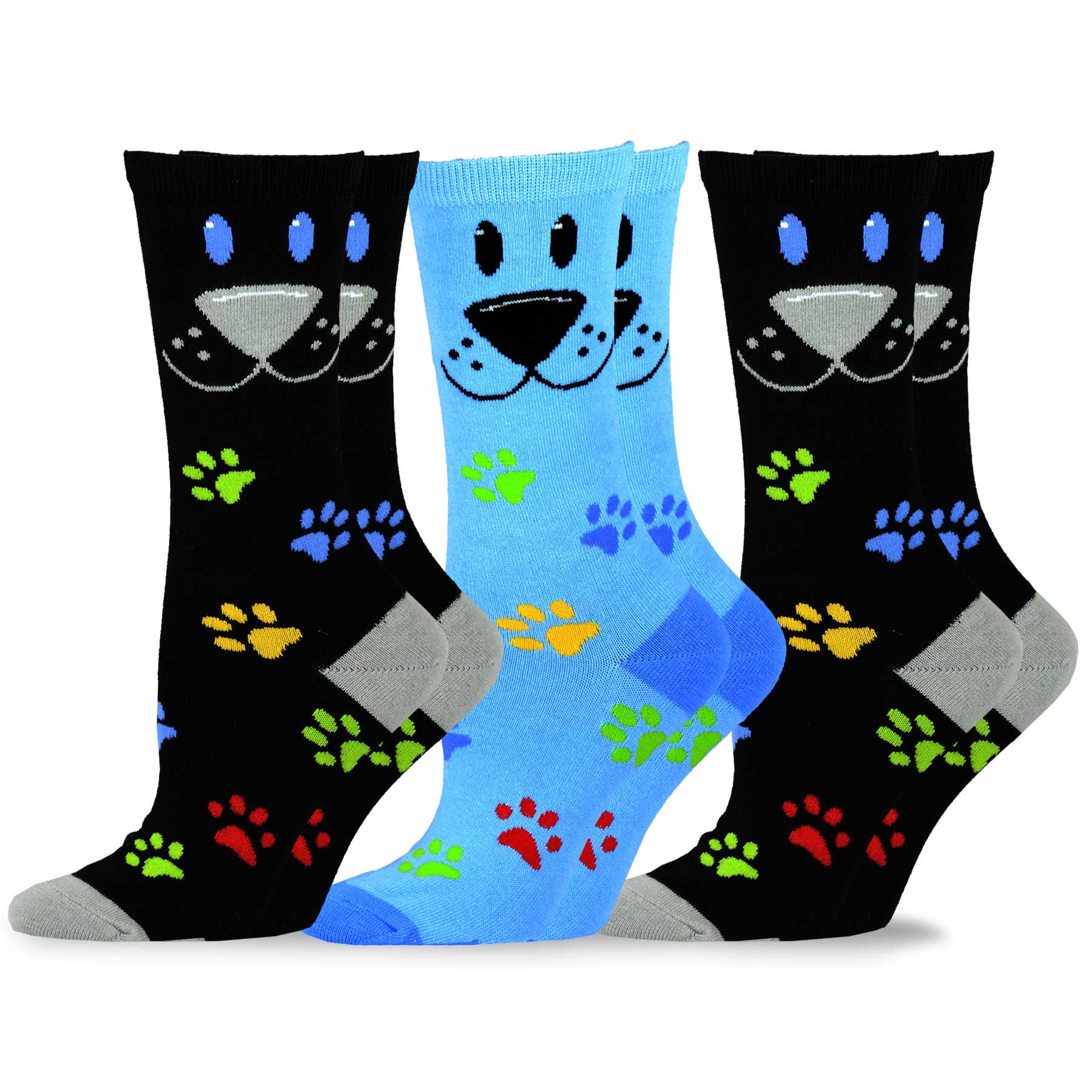 TeeHee Fun Novelty Dogs Cotton Crew Socks for Women and Men Multi-Pack ...