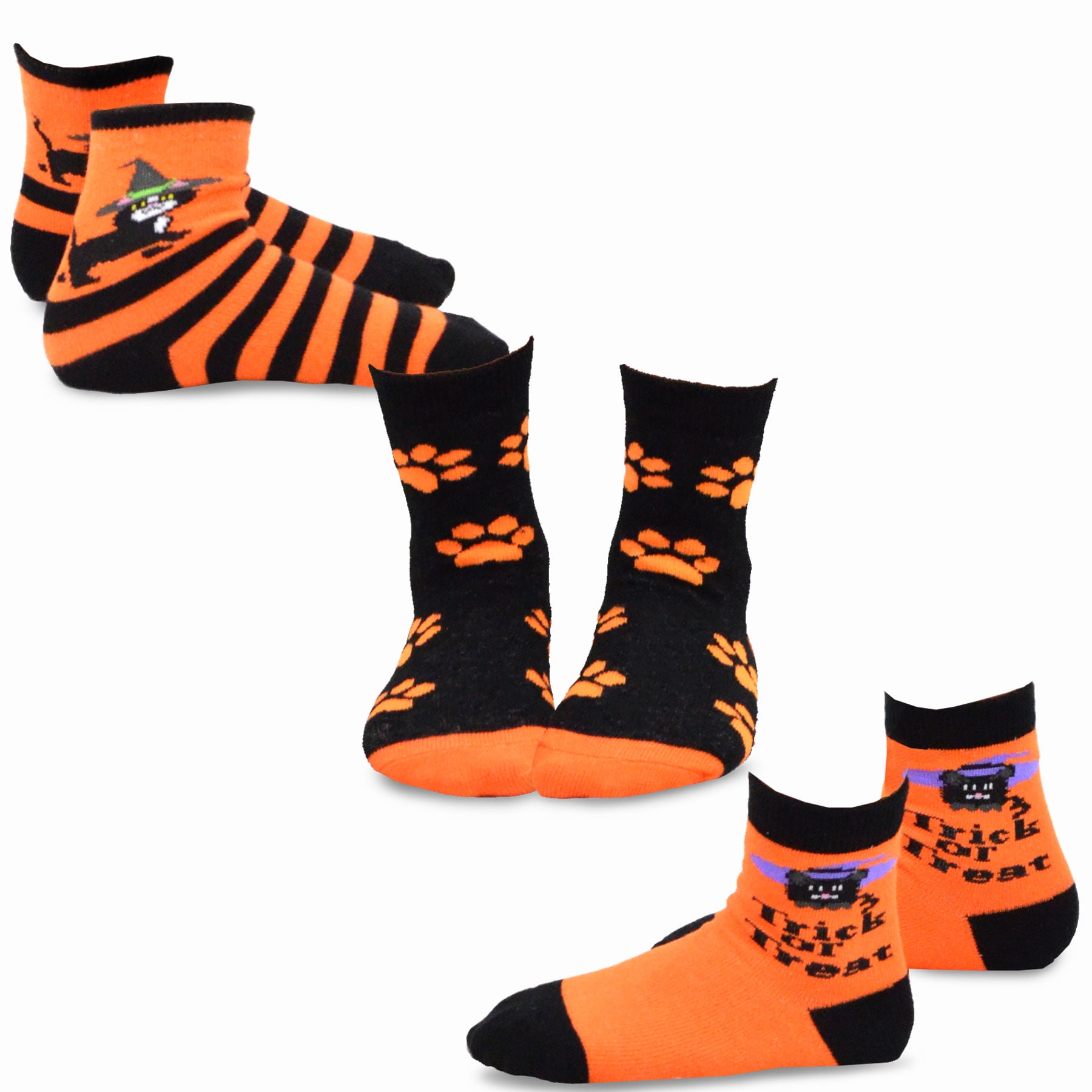 TeeHee Halloween Kids Cotton Fun Crew Socks 3-Pair Pack (3-5 Years ...