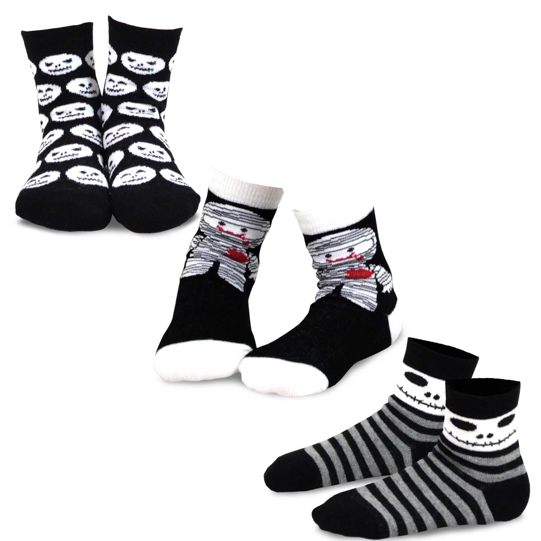 TeeHee Halloween Kids Cotton Fun Crew Socks 3-Pair Pack (9-10 Years ...