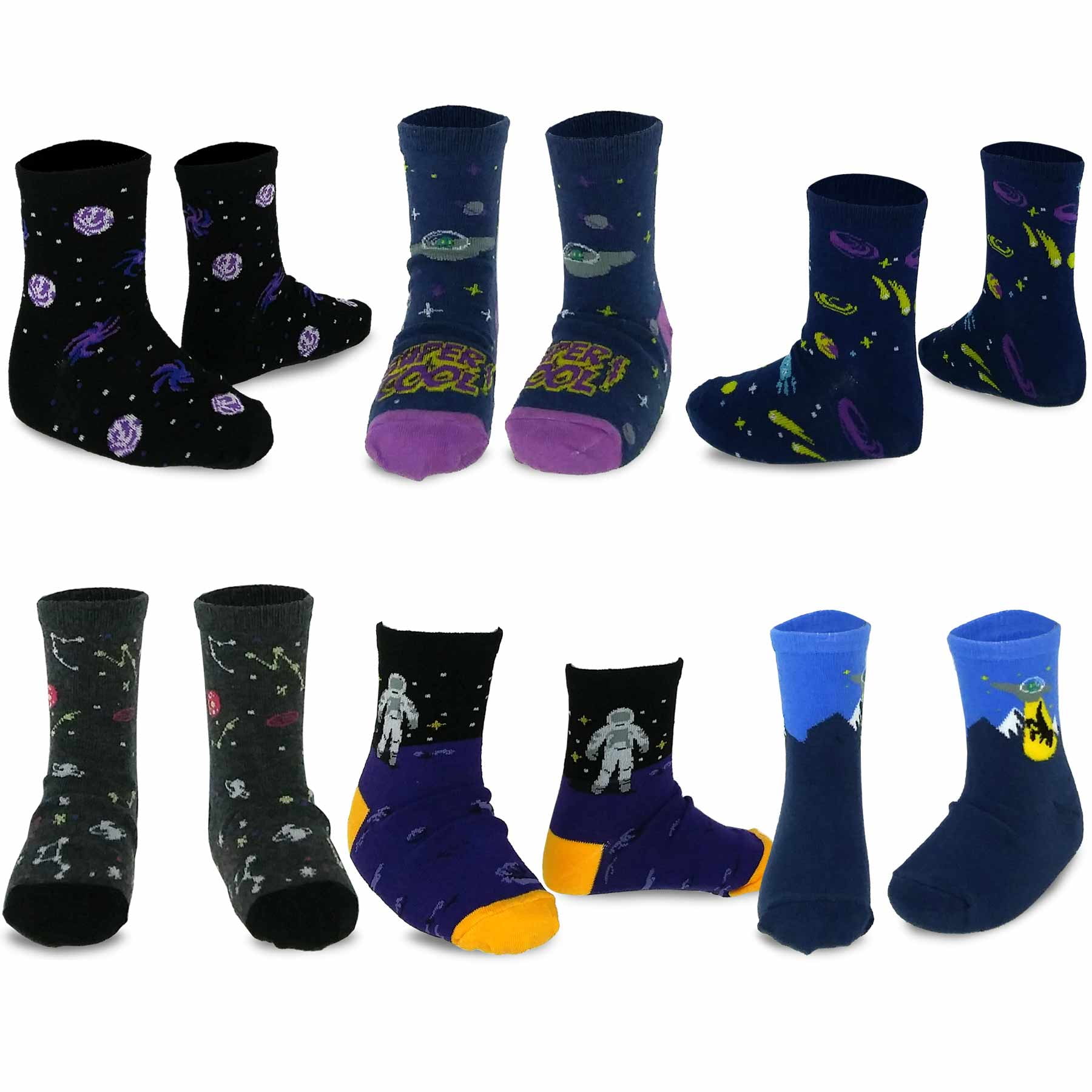 TeeHee Little Boys Cotton Fashion Crew Socks 6 Pair Pack for Boys ...