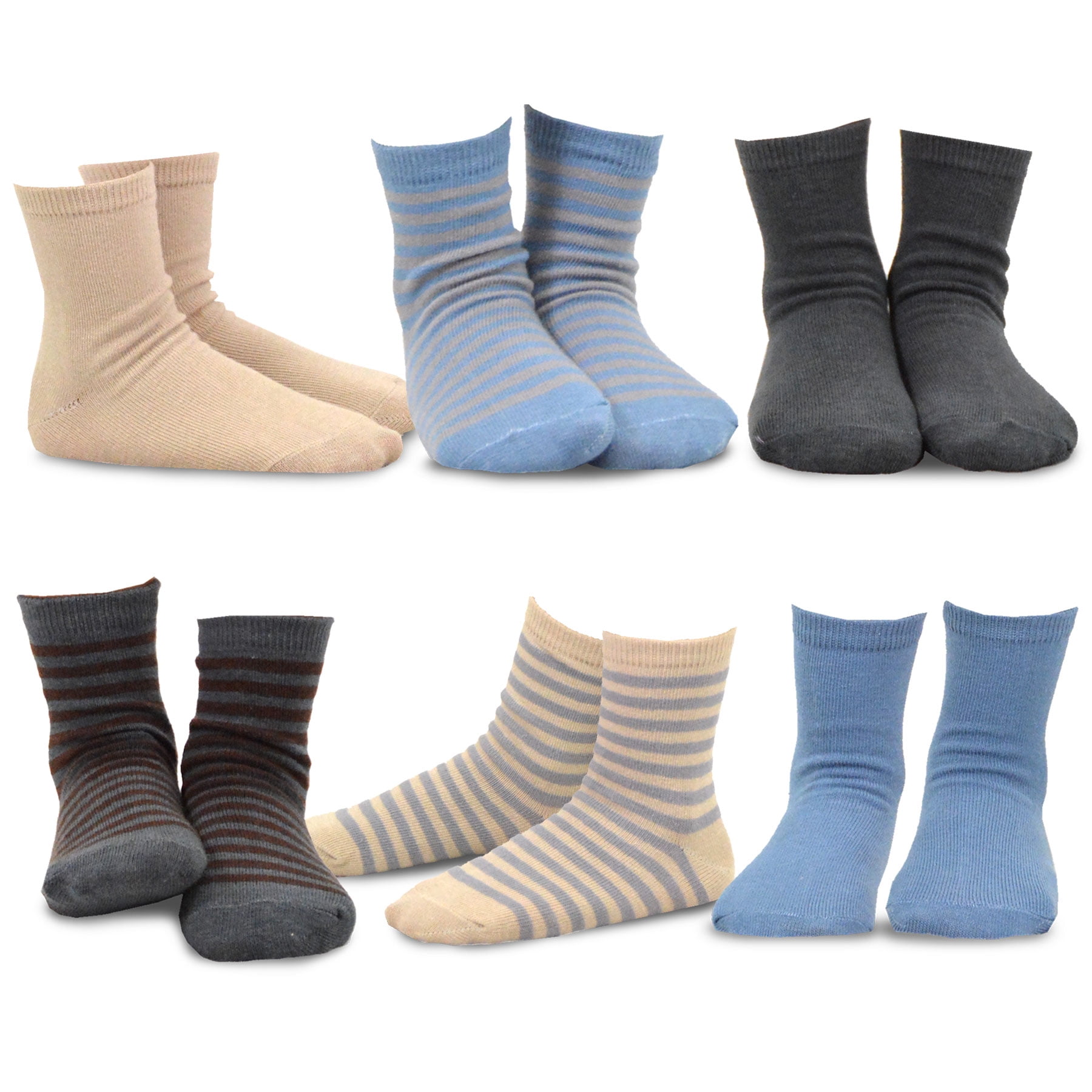 TeeHee Little Boys Cotton Fashion Crew Socks 6 Pair Pack for Boys ...