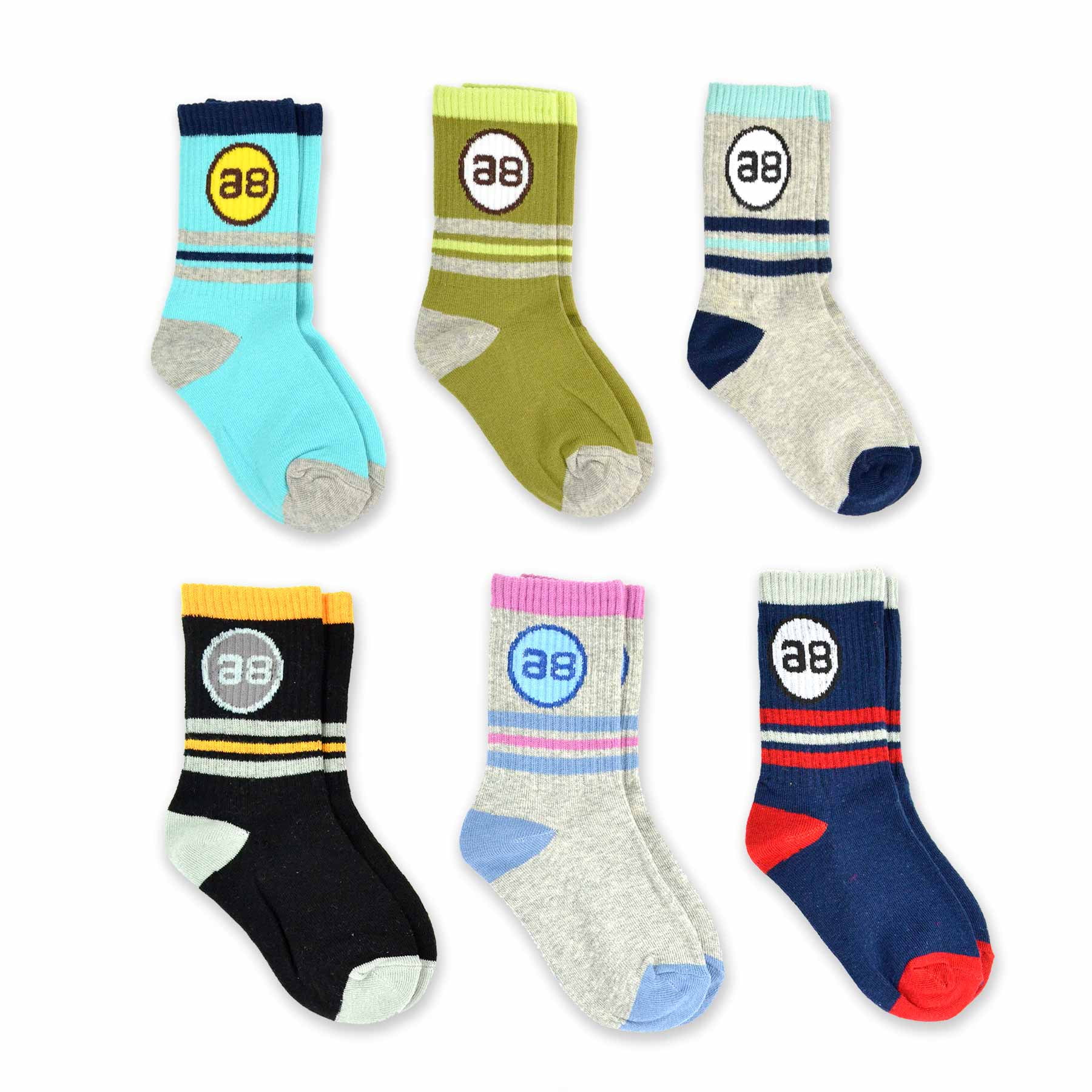 TeeHee Little Boys Socks, 6 Pack Crew Cotton Stripe - Walmart.com