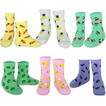 6 Pair Youth Girls Socks Size 6-8, Novelty Assorted Designs, Crew Low ...