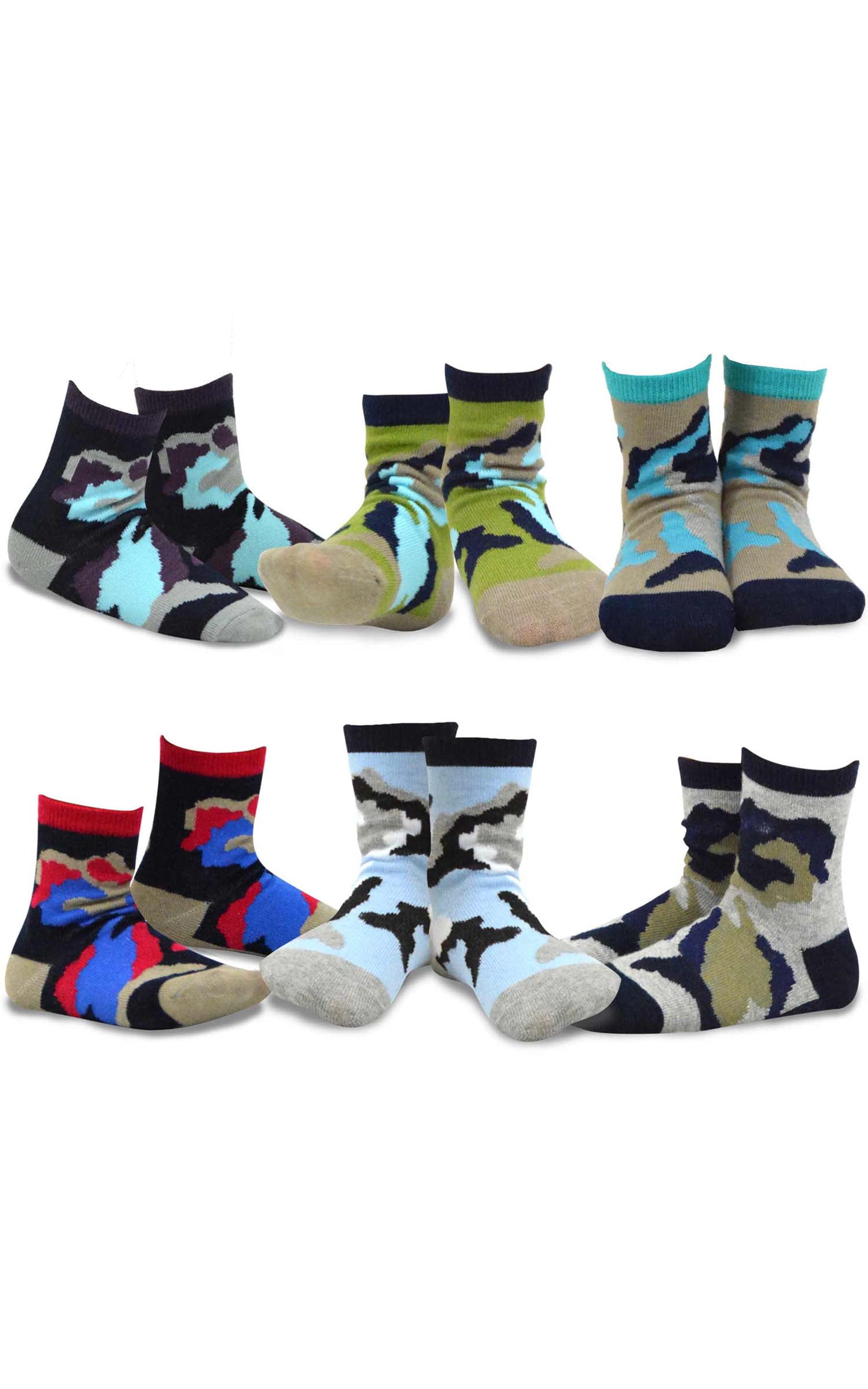 TeeHee Little Kids Boys Cotton Fashion Fun Crew Socks 6 Pair Pack (3-5 ...