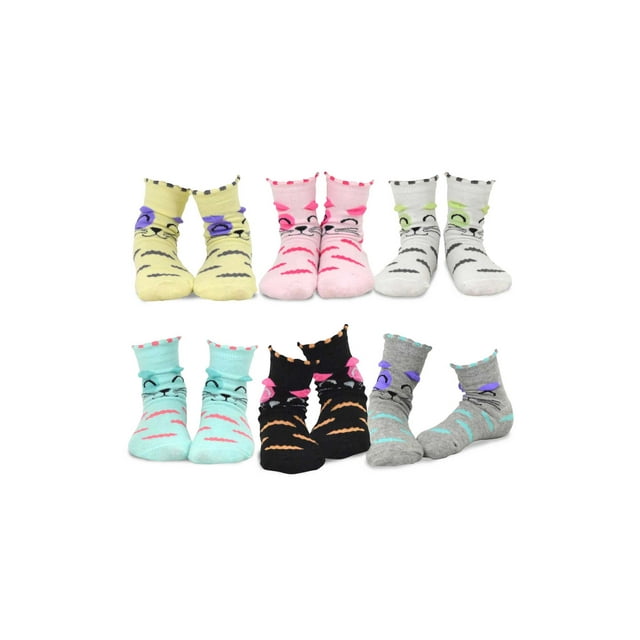 TeeHee Little Kids Girls Cotton Fashion Animals Face Design Socks 6 ...