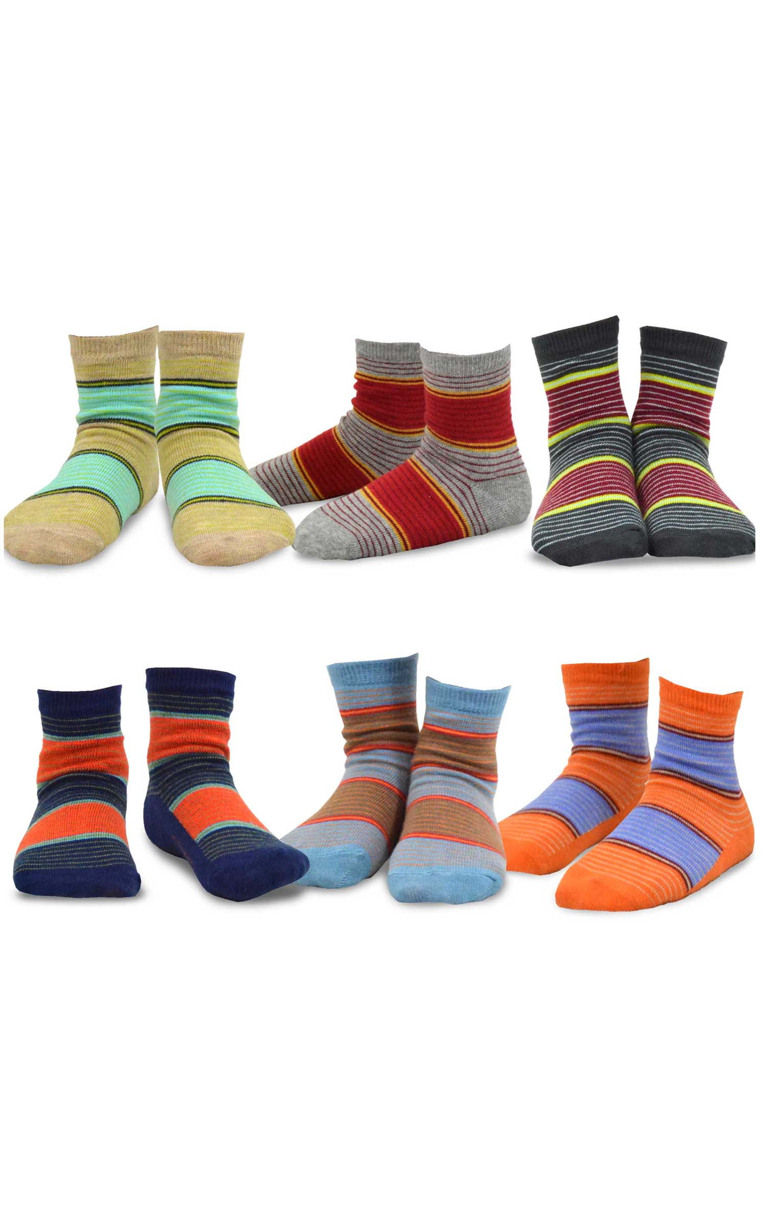 TeeHee Little Toddler Kids Boys Cotton Fashion Fun Crew Socks 6 Pair ...