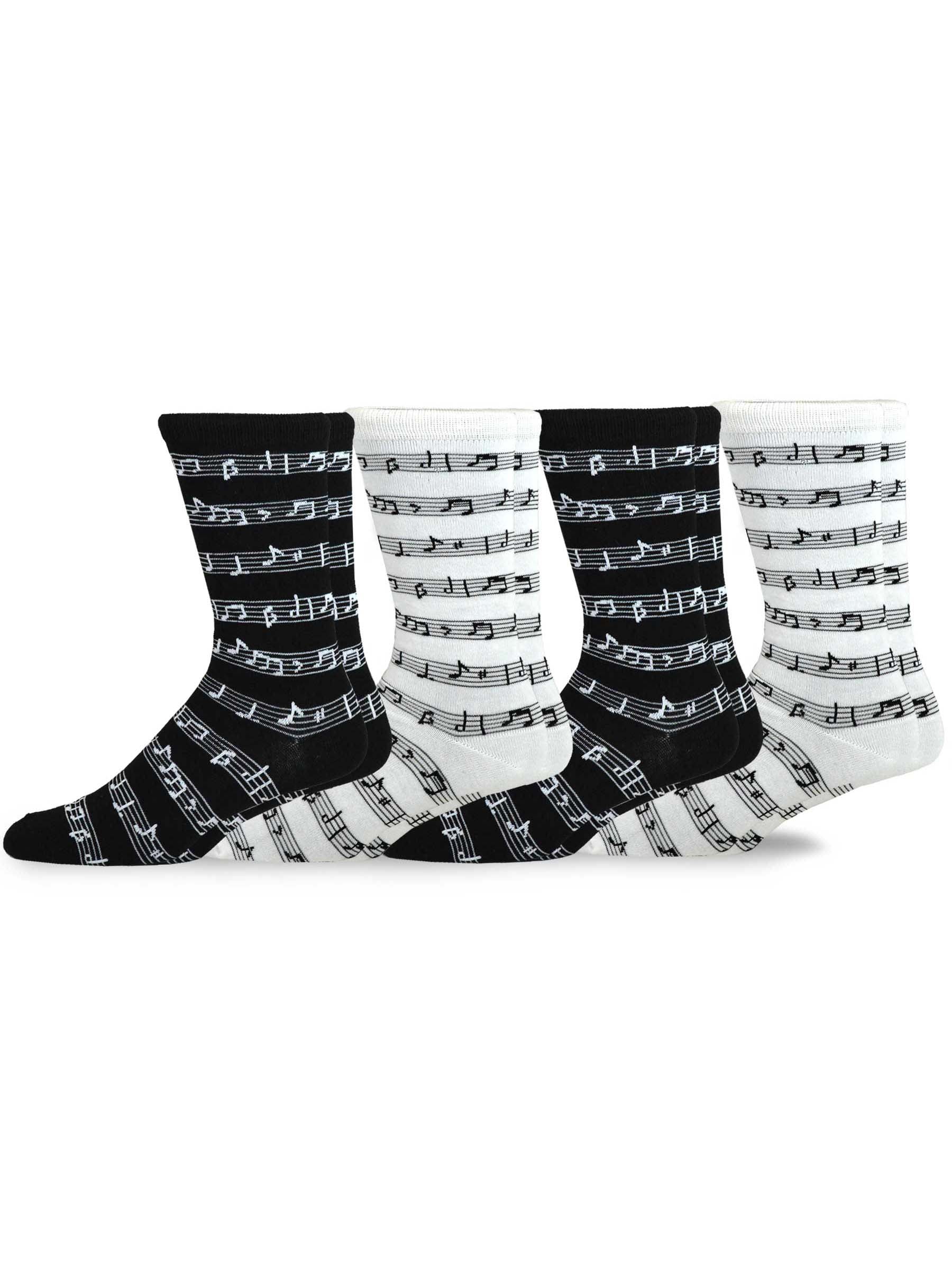 TeeHee Men's Music Cotton Crew Socks 4-Pack (Musical Notes) - Walmart.com
