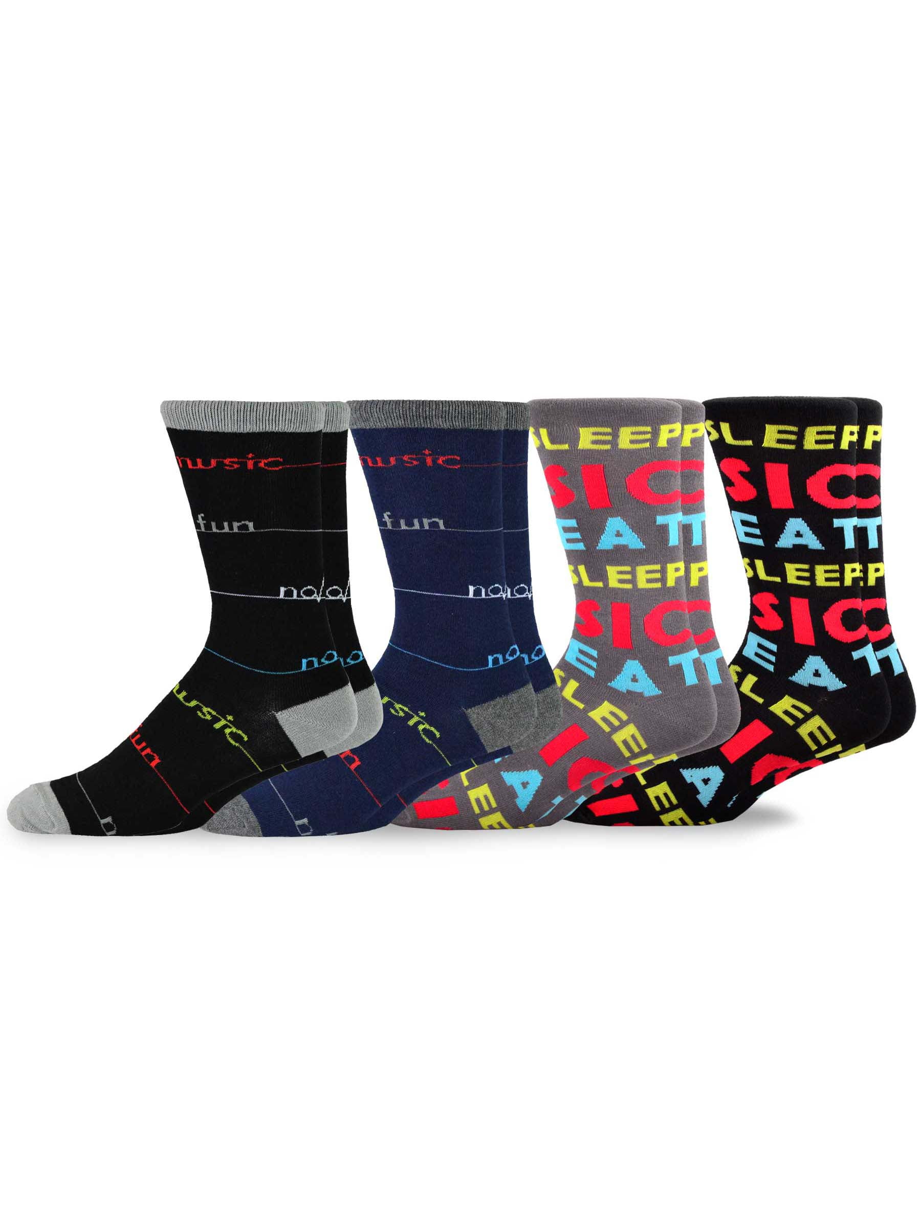 TeeHee Men's Music Cotton Crew Socks 4-Pack (No Music No Fun) - Walmart.com