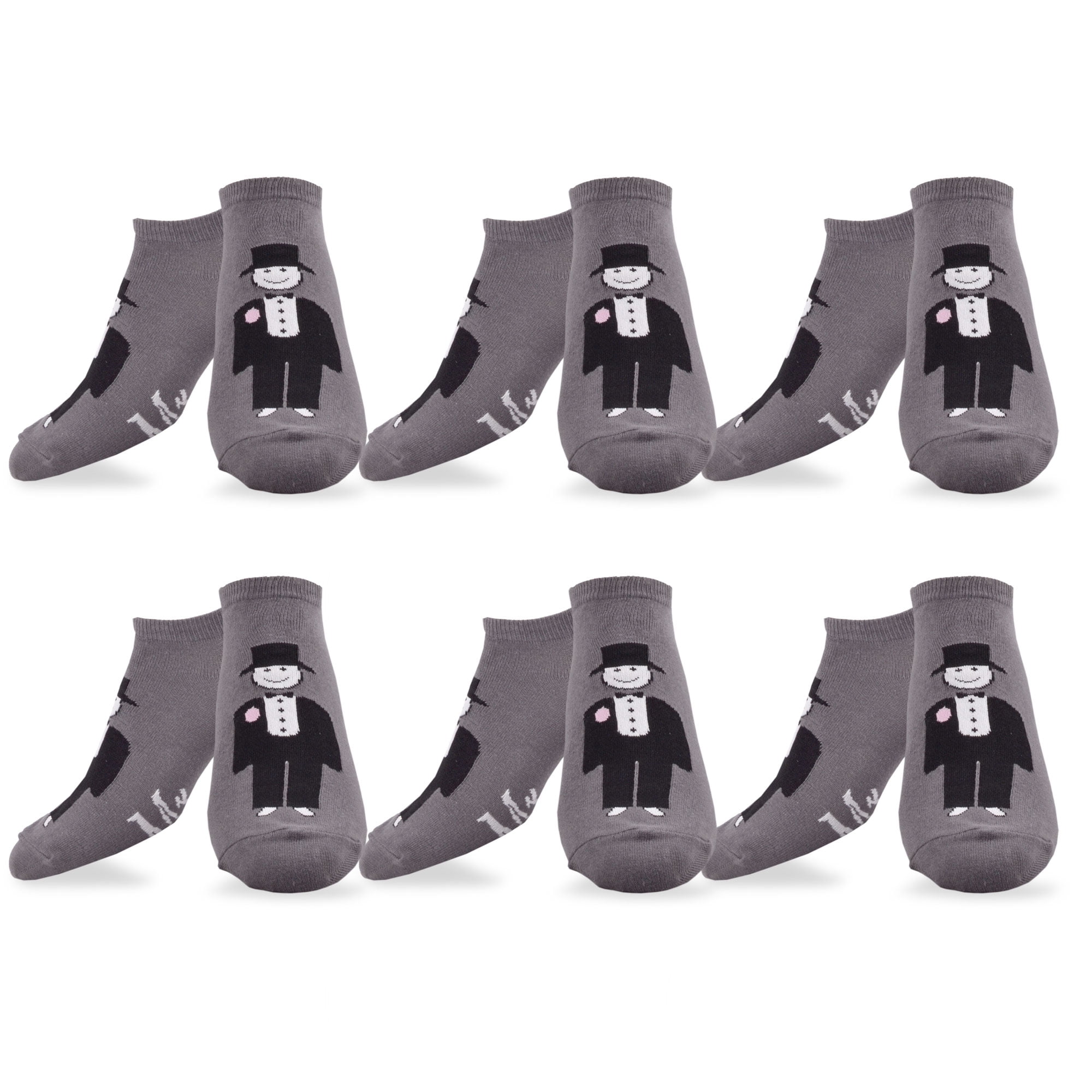 TeeHee Men's Wedding Socks No Show Cotton 6-Pack Mr. Groom - Walmart.com