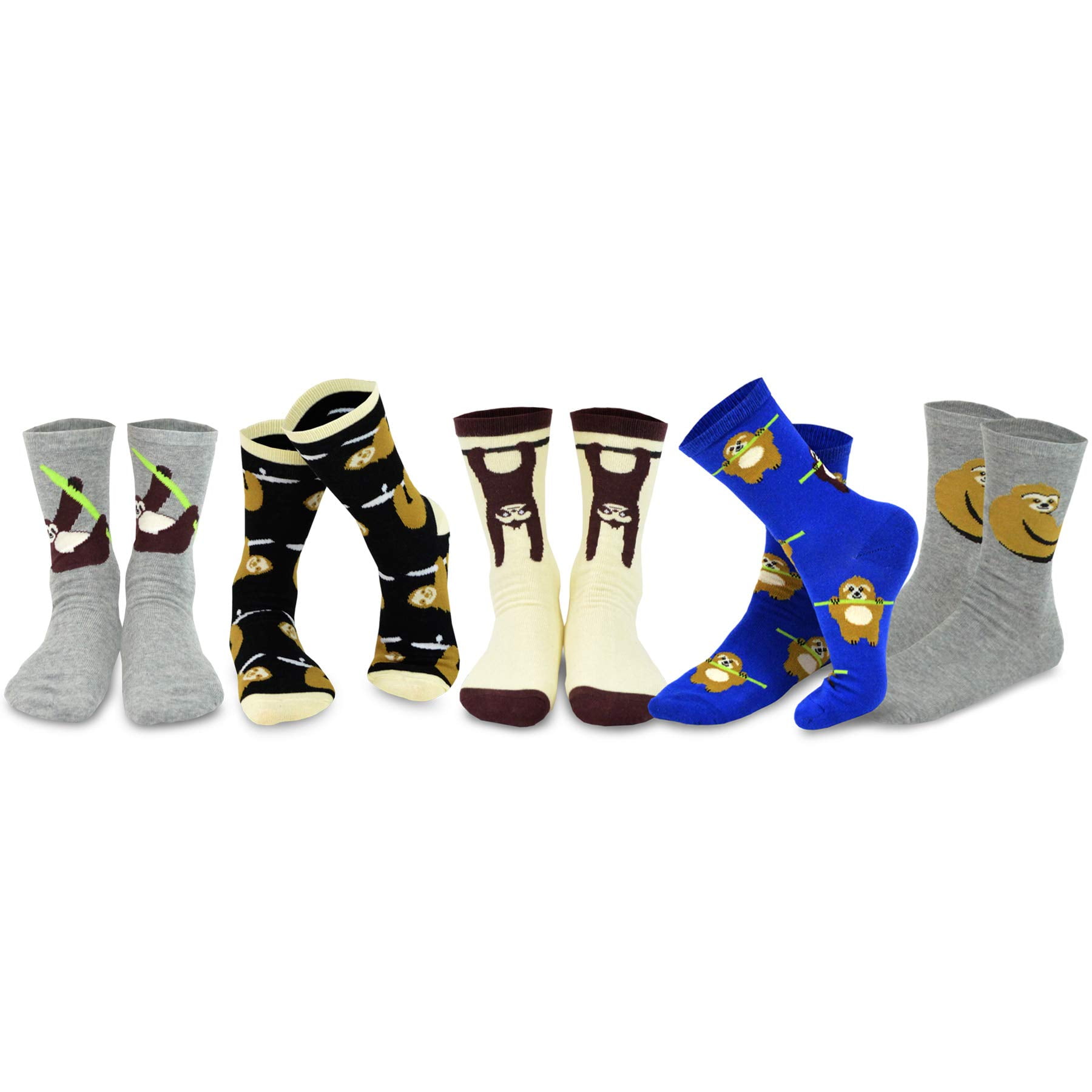 TeeHee Novelty Cotton Crew Fun Socks 5-Pack for Women (Sloth) - Walmart.com