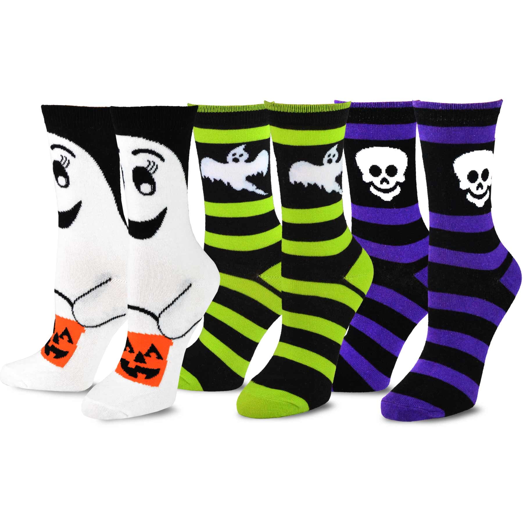 TeeHee Novelty Happy Halloween Fun Crew Socks for Women 3-Pack (Rugby ...