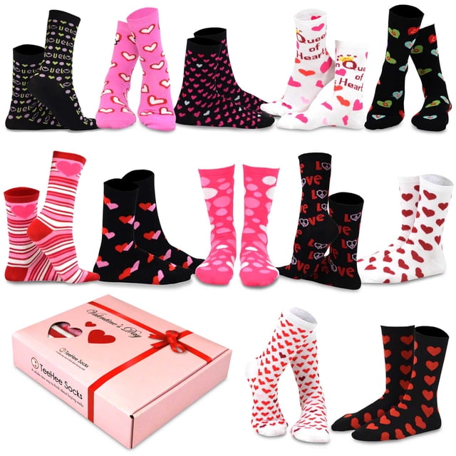TeeHee Special Valentine's Day Love Heart Gift Socks 12-Pair with Gift ...