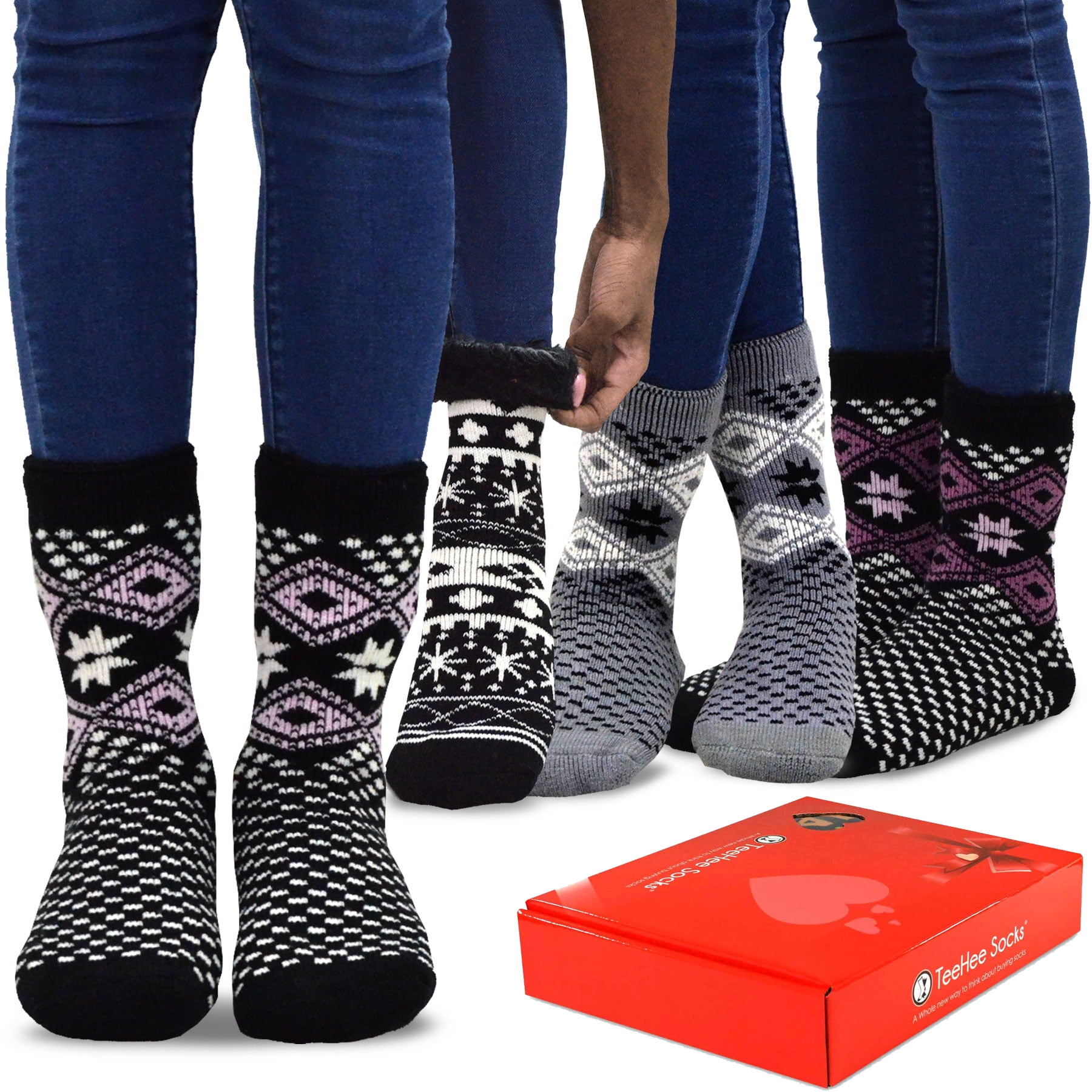 TeeHee Super Warm Brushed Winter Heat Thermal Crew Socks Multi-Pack for ...