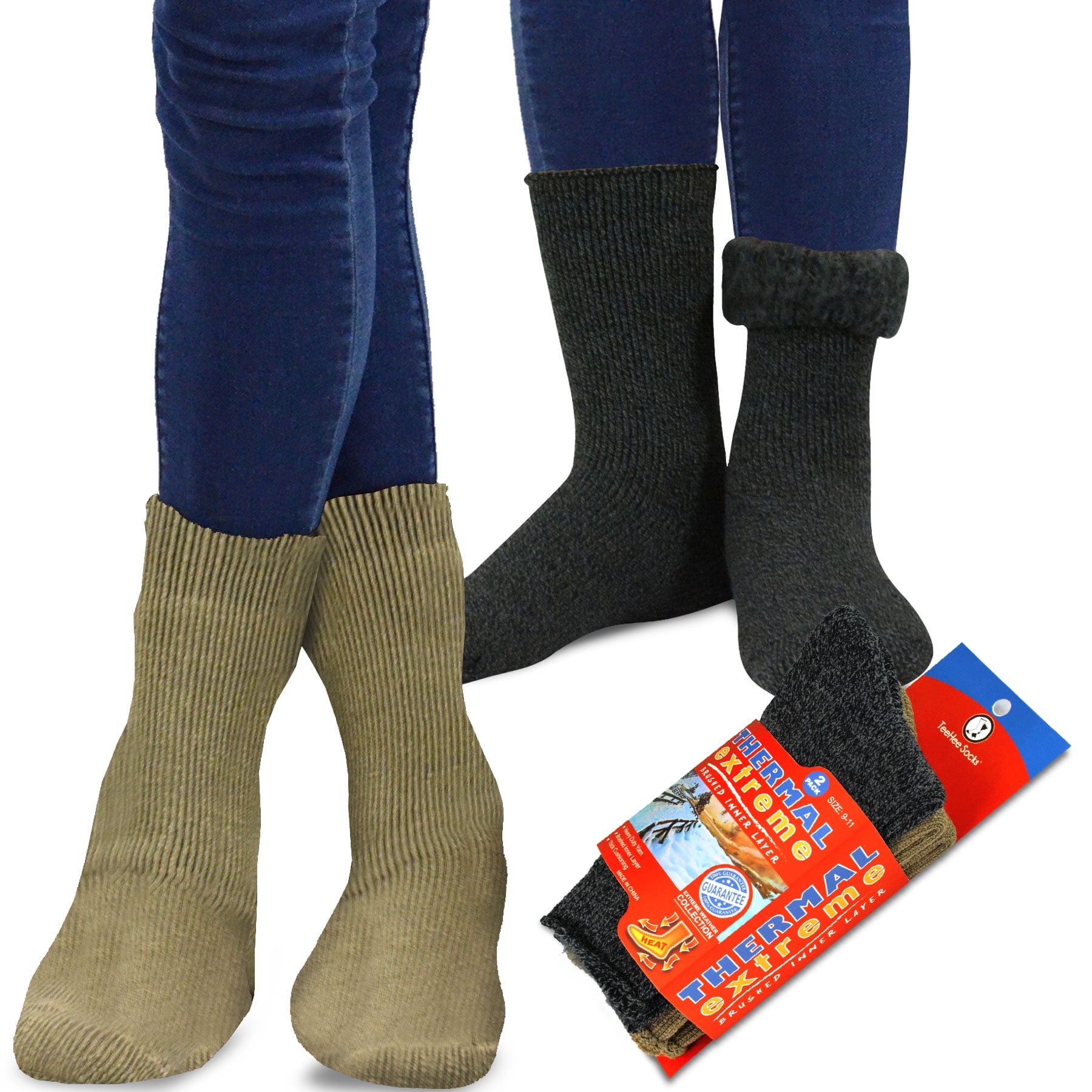 TeeHee Super Warm Brushed Winter Heat Thermal Crew Socks Multi-Pack for ...