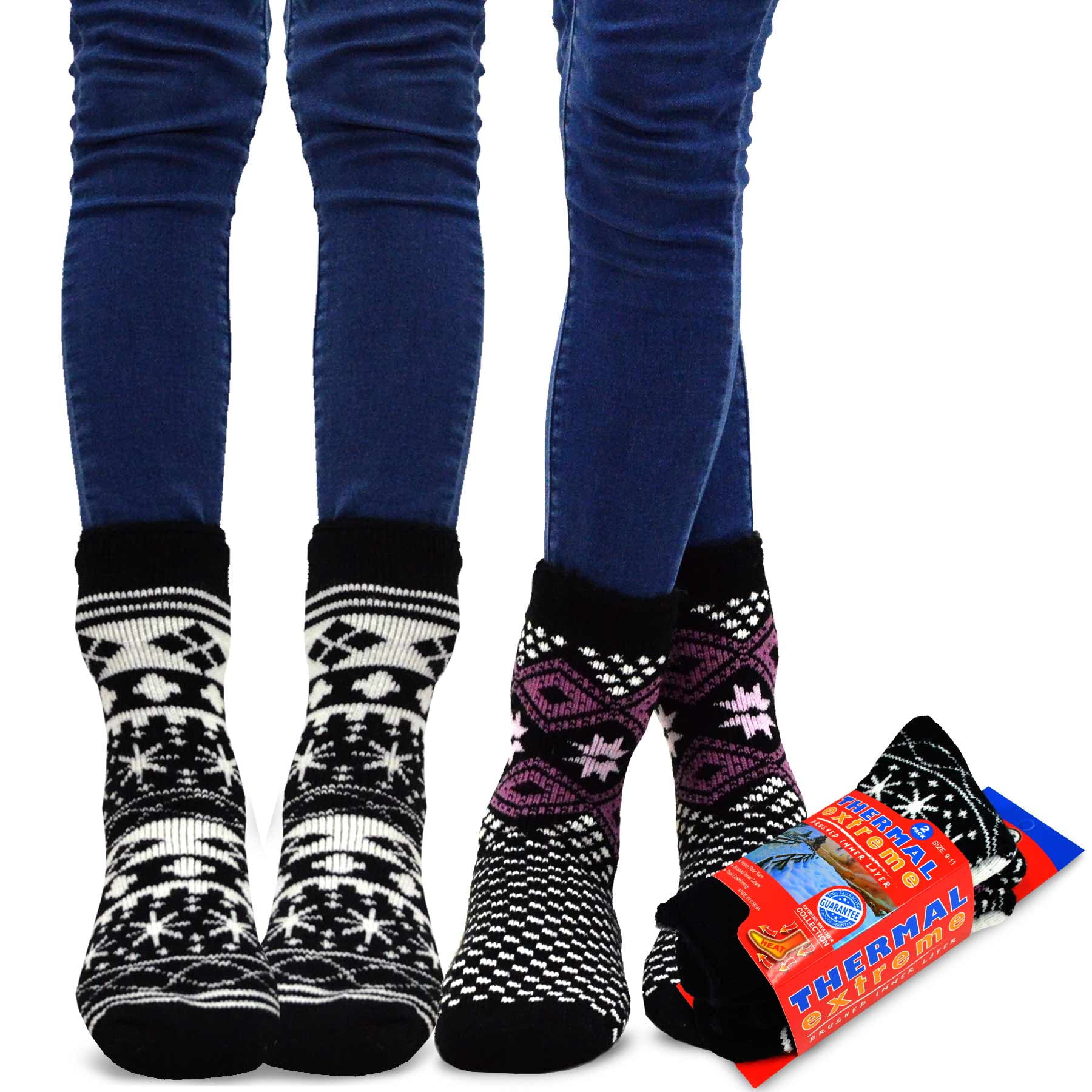 TeeHee Super Warm Brushed Winter Heat Thermal Crew Socks Multi-Pack for ...