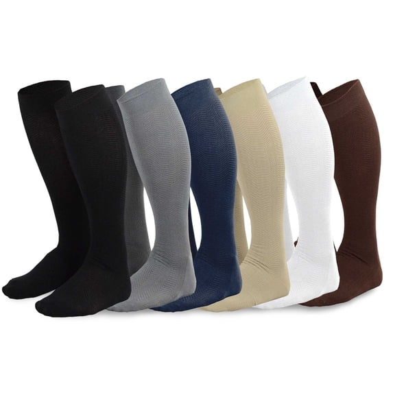 TeeHee Comfortable Long Bamboo Men's Over the Calf Dress Socks Multi ...