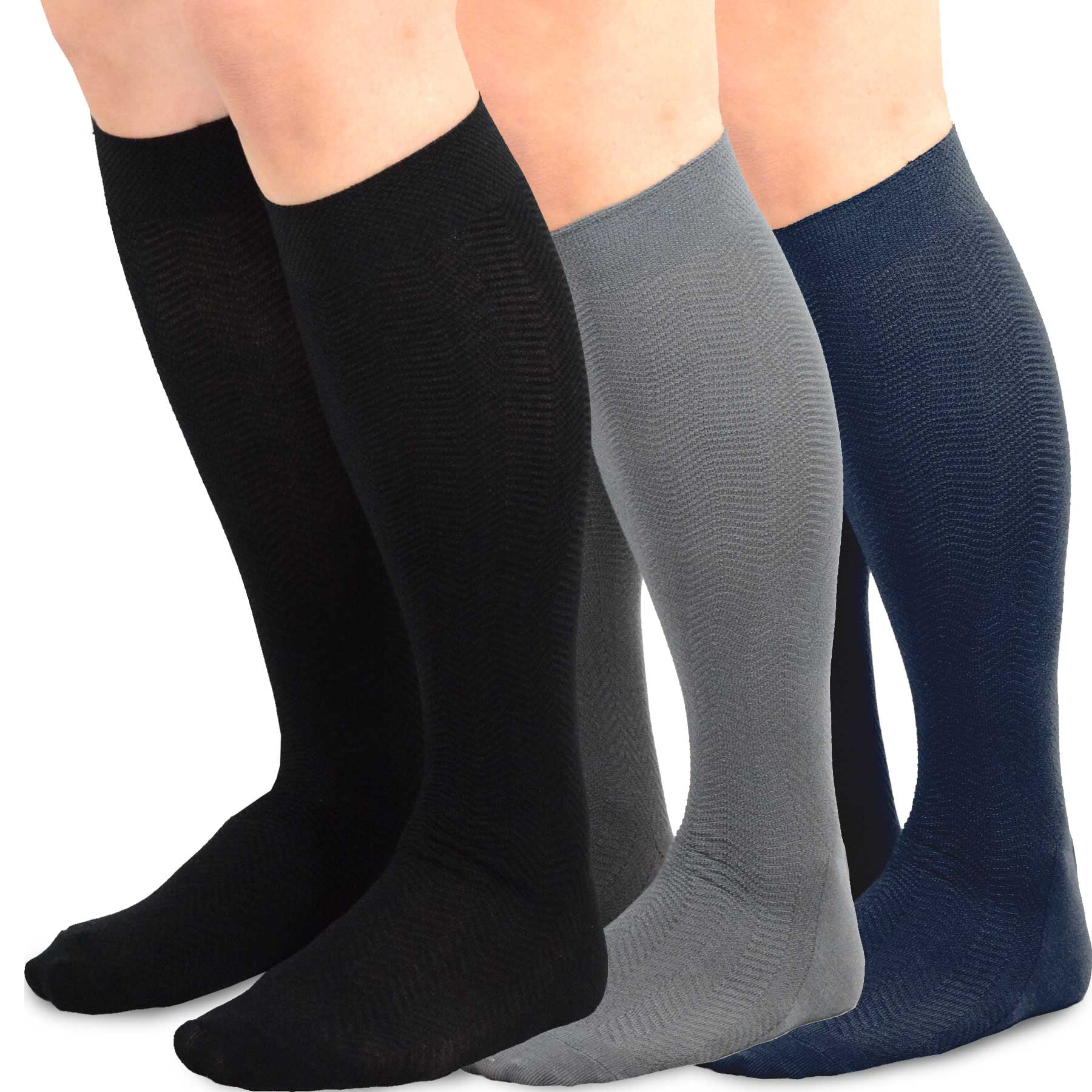 TeeHee Viscose from Bamboo Over the Calf Dress Socks for Men Multi-Pack ...