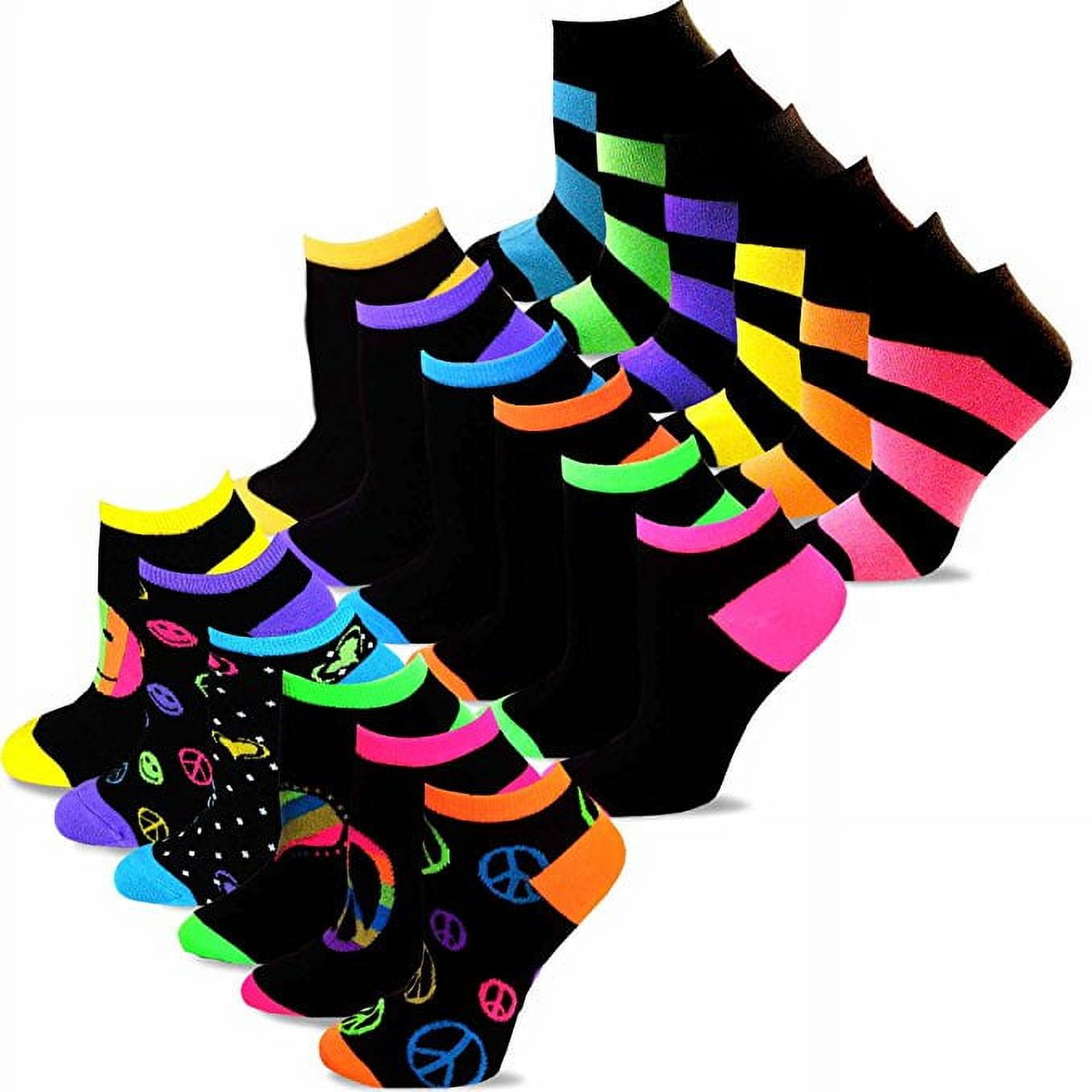 TeeHee Women's Acrylic No Show Low Cut Basic 18-Pack, (Neon Black ...