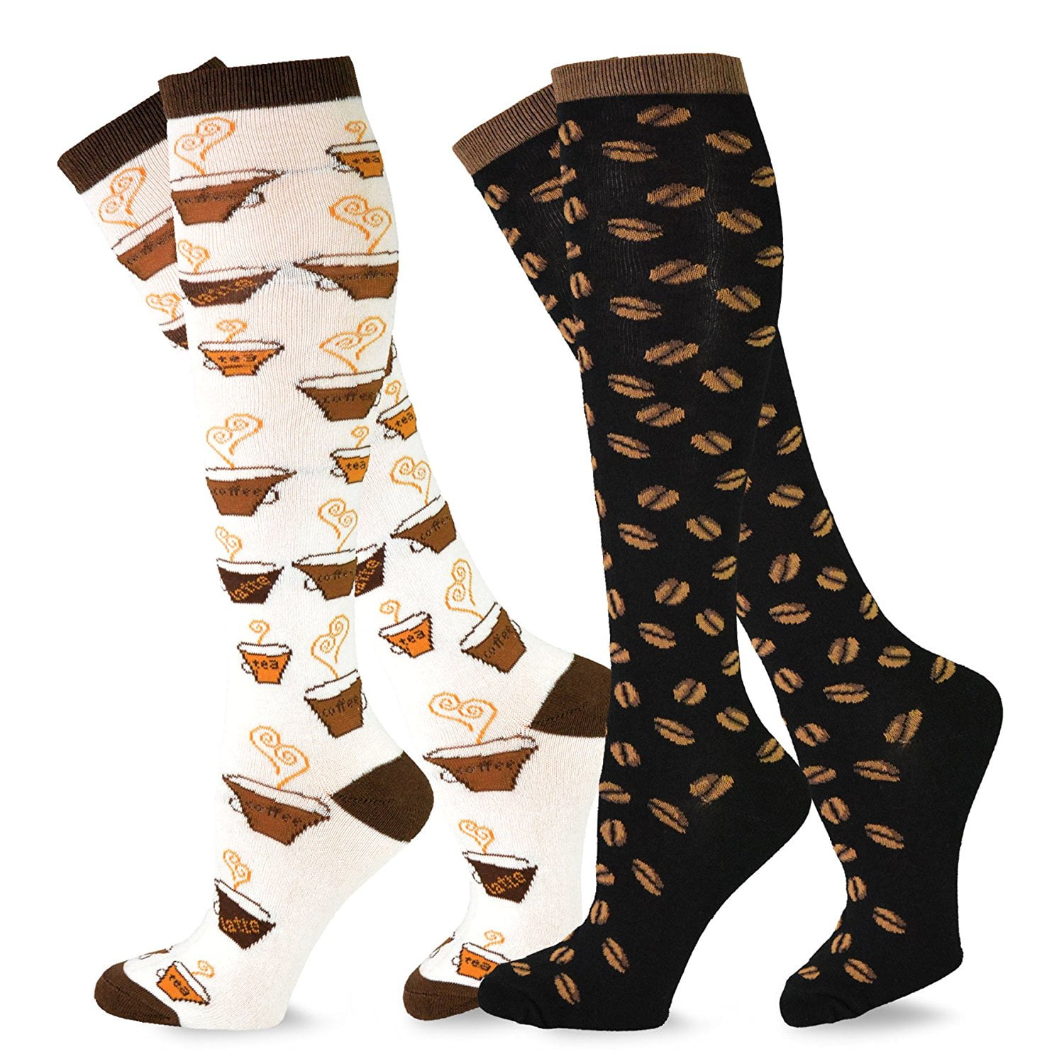 TeeHee Women's Food Themed Knee High Socks 2-Pack, Cotton Blend, Size 9 ...