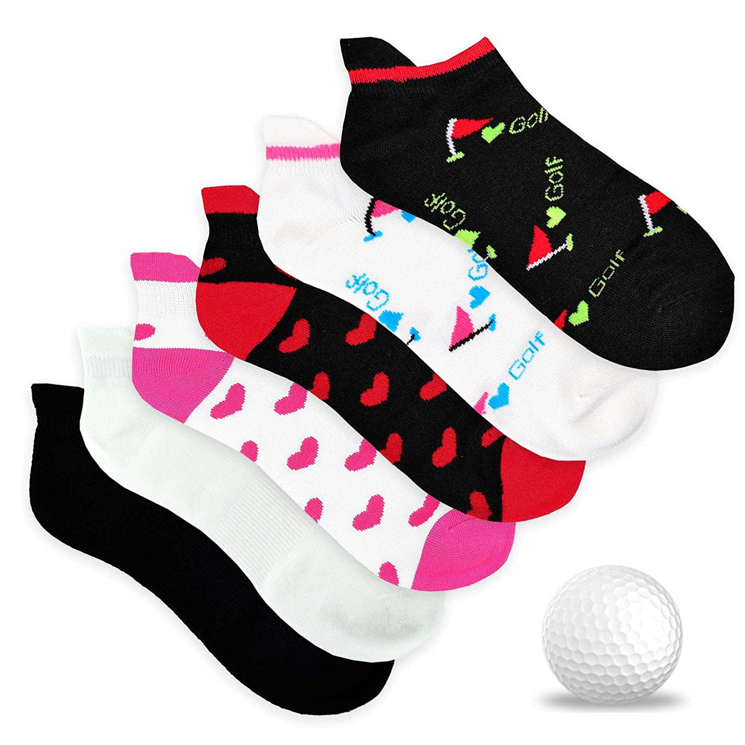 TeeHee Women's Golf Socks Low Cut Ankle Socks with Tab 6-Pairs Assorted ...