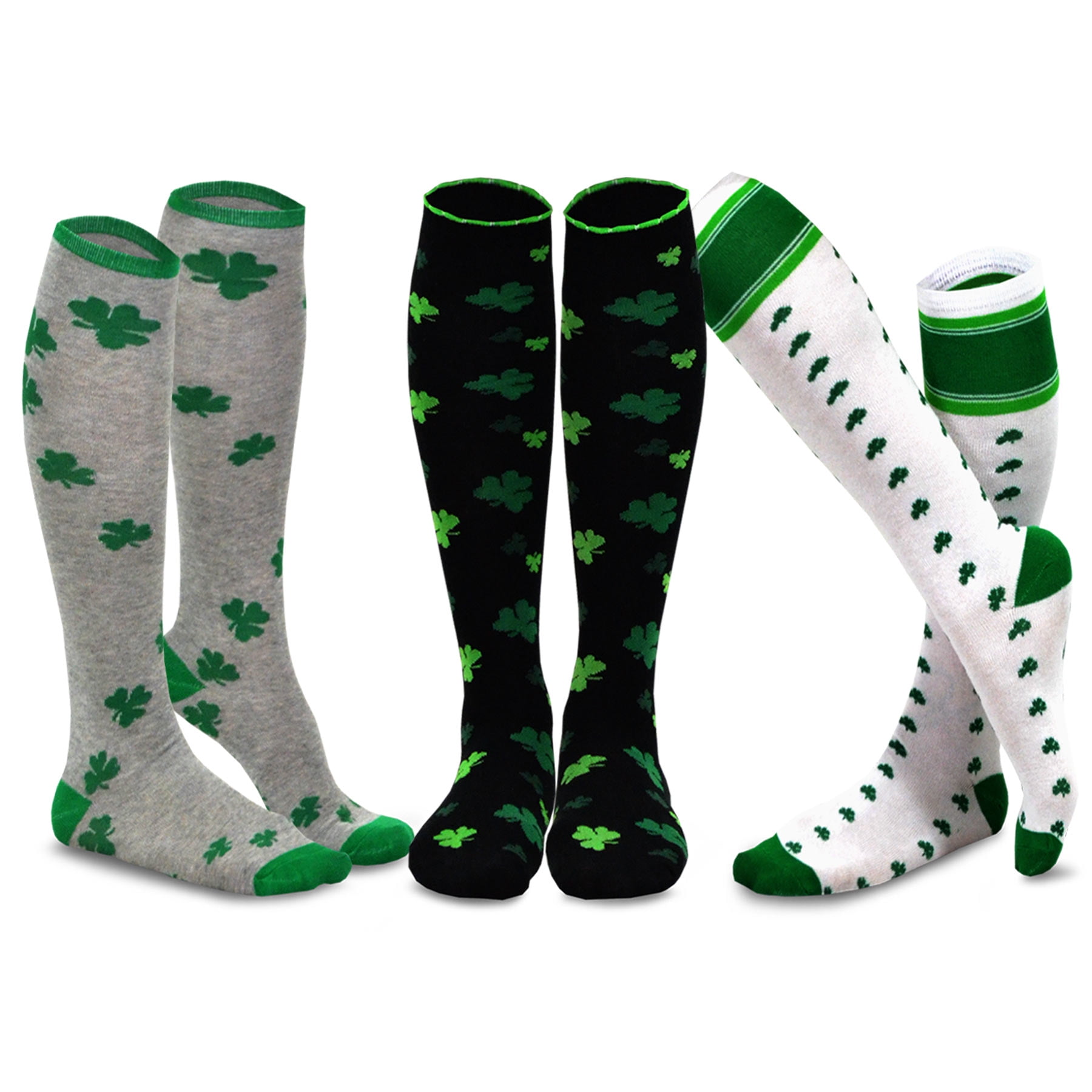 TeeHee Women's St. Patrick's Day Cotton Knee High Socks 3-Pack ...