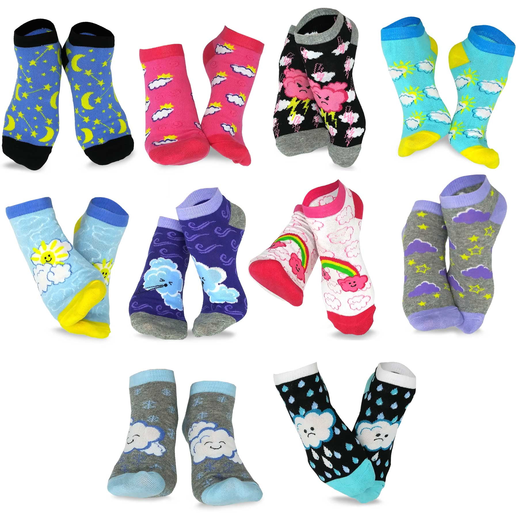 TeeHee Women's Valued 9+1 Pack Fashion No Show Cotton Socks (Weather ...