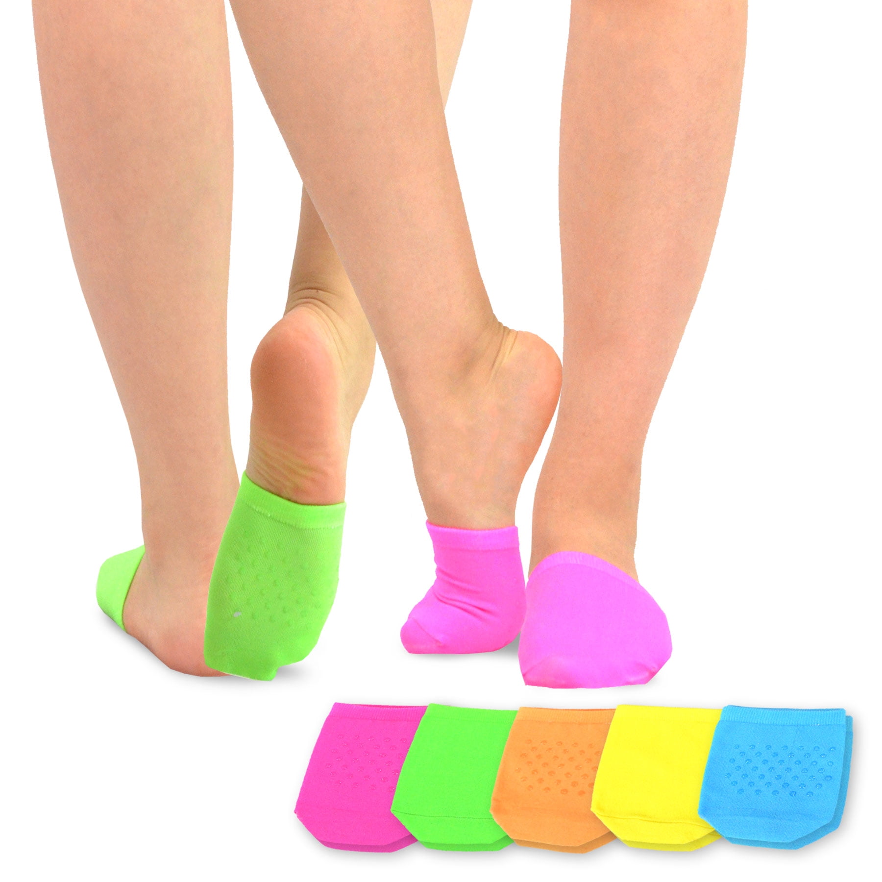 TeeHee Womens Seamless Toe Topper Liner Socks 5-Pack with Non-Skid ...