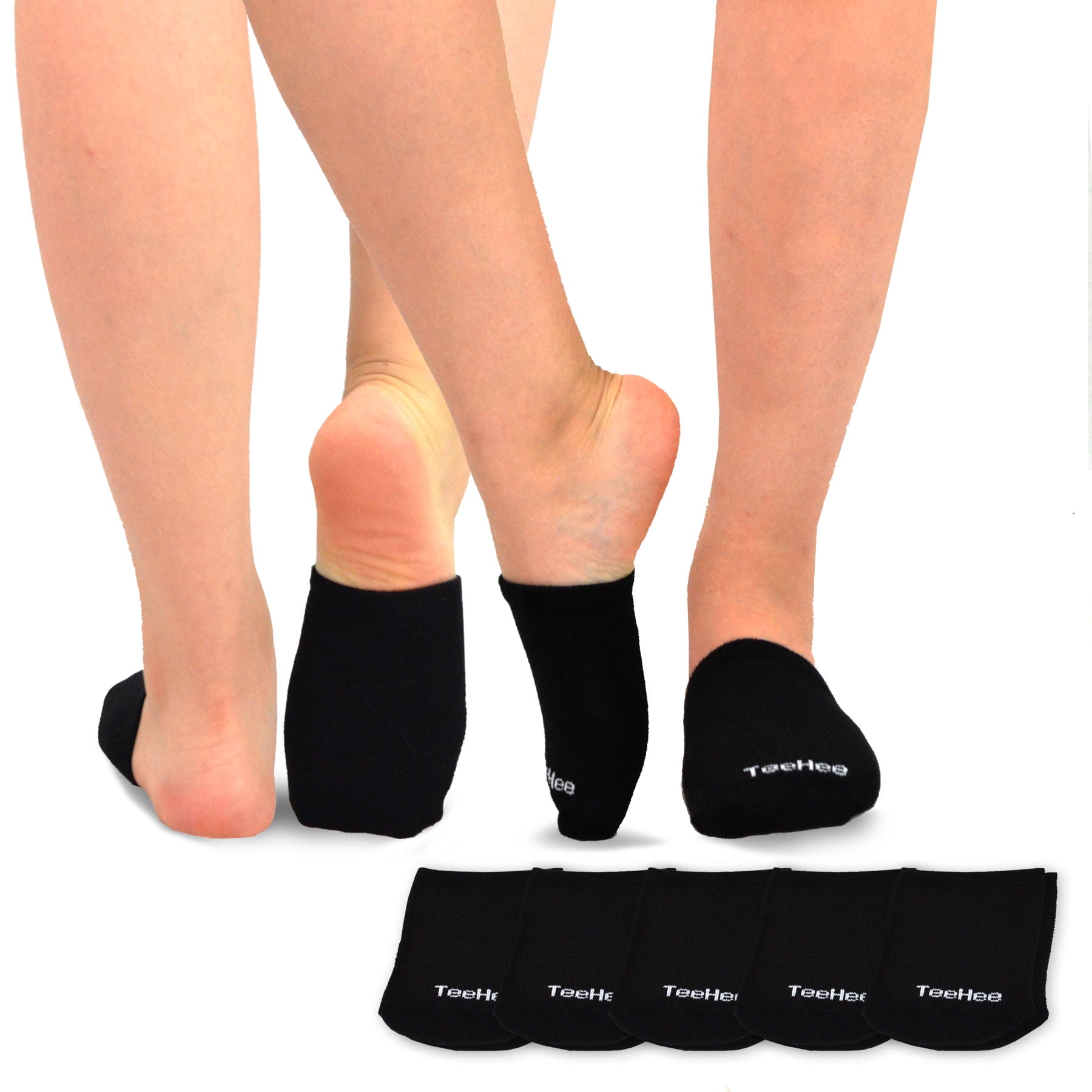 TeeHee Womens Seamless Toe Topper Liner Socks 5-Pack with Non-Skid ...