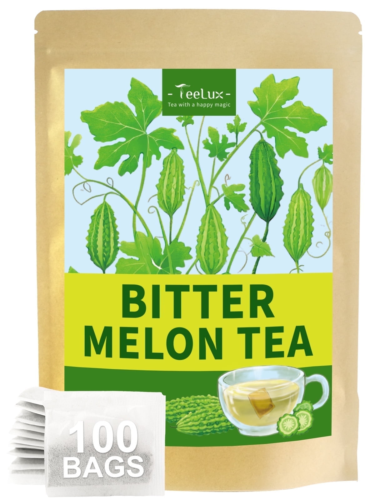 TeeLux Bitter Melon Tea Bags, Pure & Natural Momordica Charantia, Mild ...