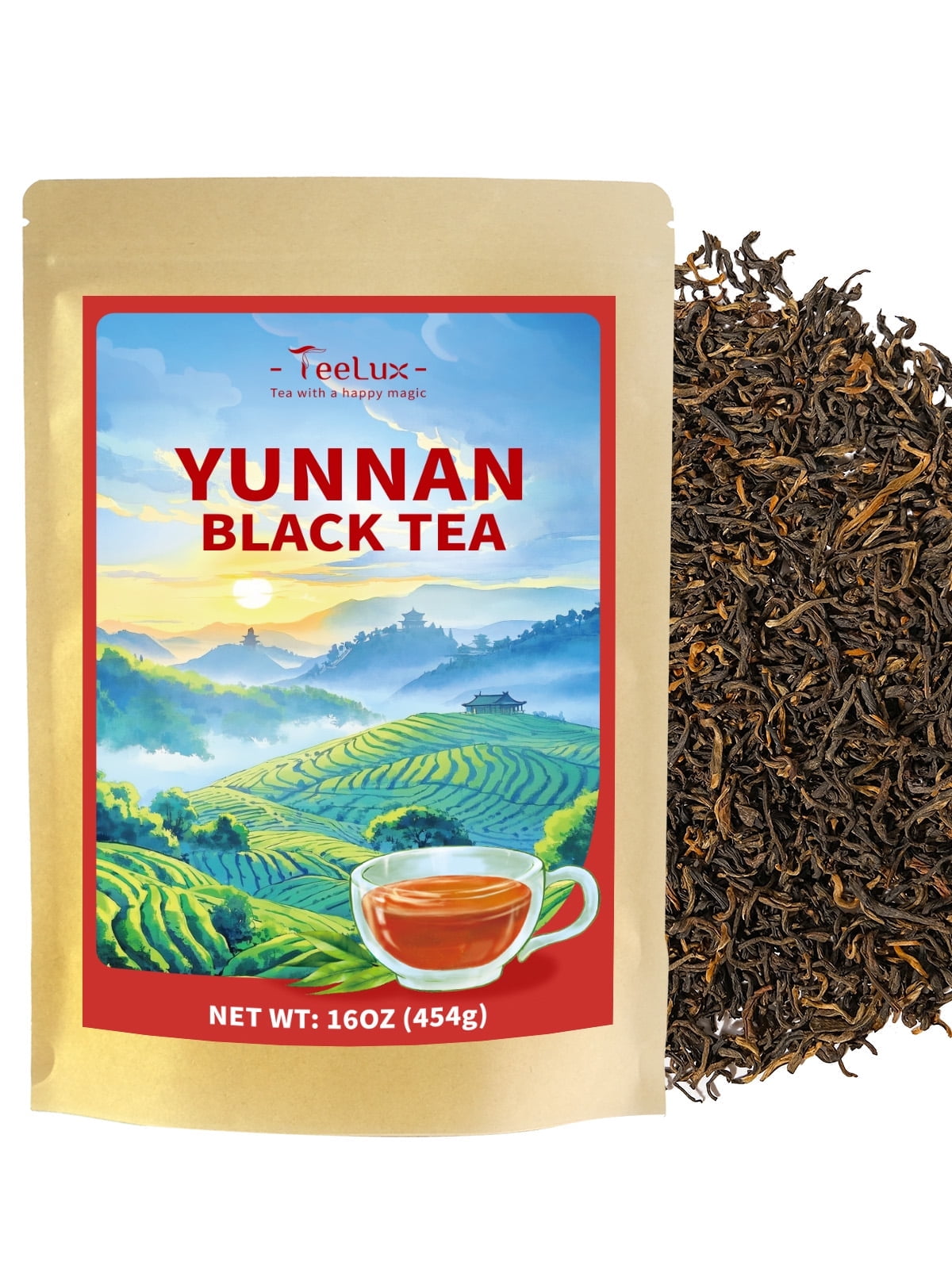 TeeLux Black Tea Loose Leaf, Premium Yunnan Black Tea, Floral Aroma ...