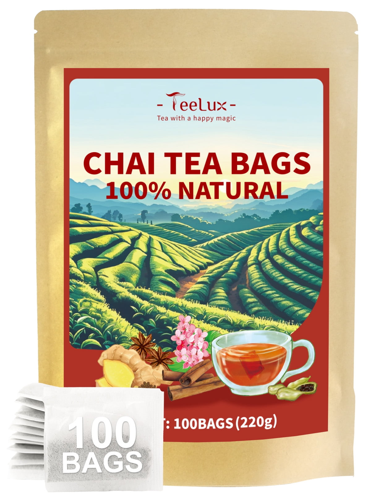 TeeLux Chai Black Tea, Black Tea with Cinnamon, Ginger, Clove & Star ...