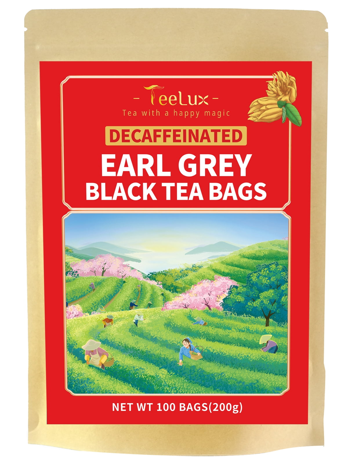 TeeLux Decaf Earl Grey Tea Bags, Decaffeinated Black Tea, Smooth & Full ...