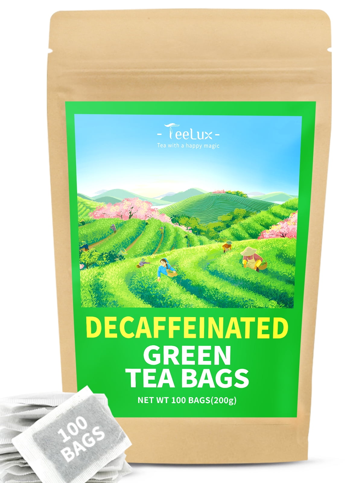 TeeLux Decaf Green Tea Bags, Antioxidants, Hot and Iced Tea, 100 Count ...