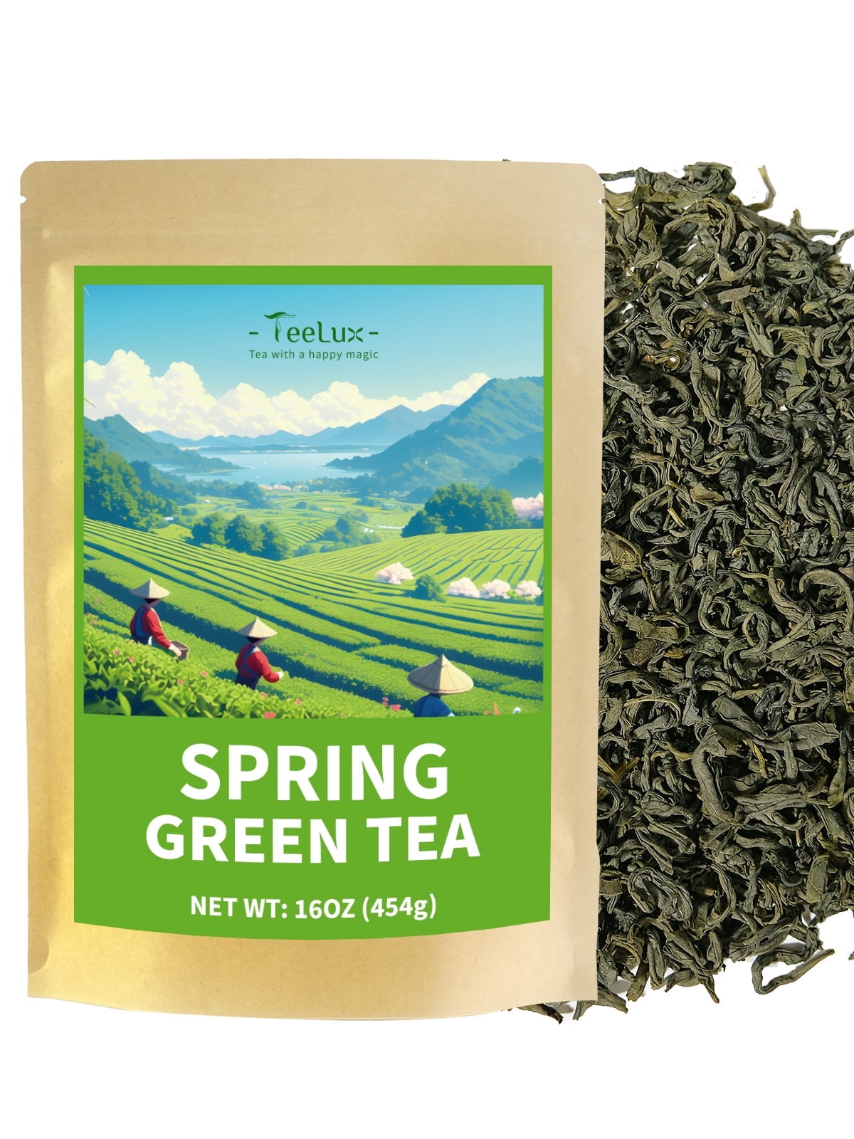 TeeLux Green Tea Loose leaf, Premium Early Spring Green Tea, Brisk ...