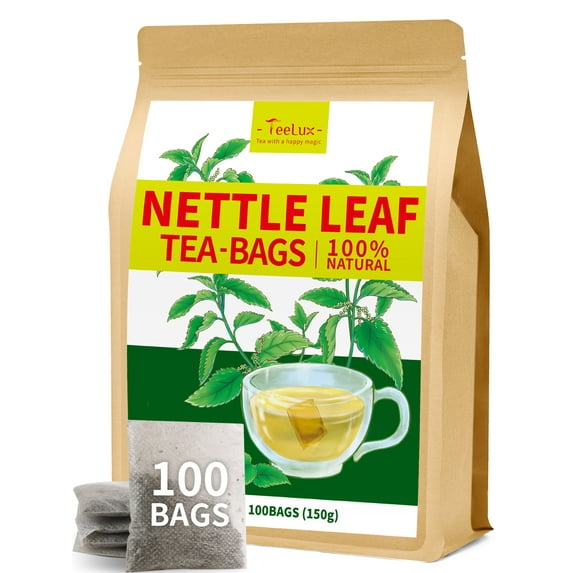 TeeLux Herbal Nettle Leaf Tea Bags, 100 count, Caffeine Free, Smooth ...
