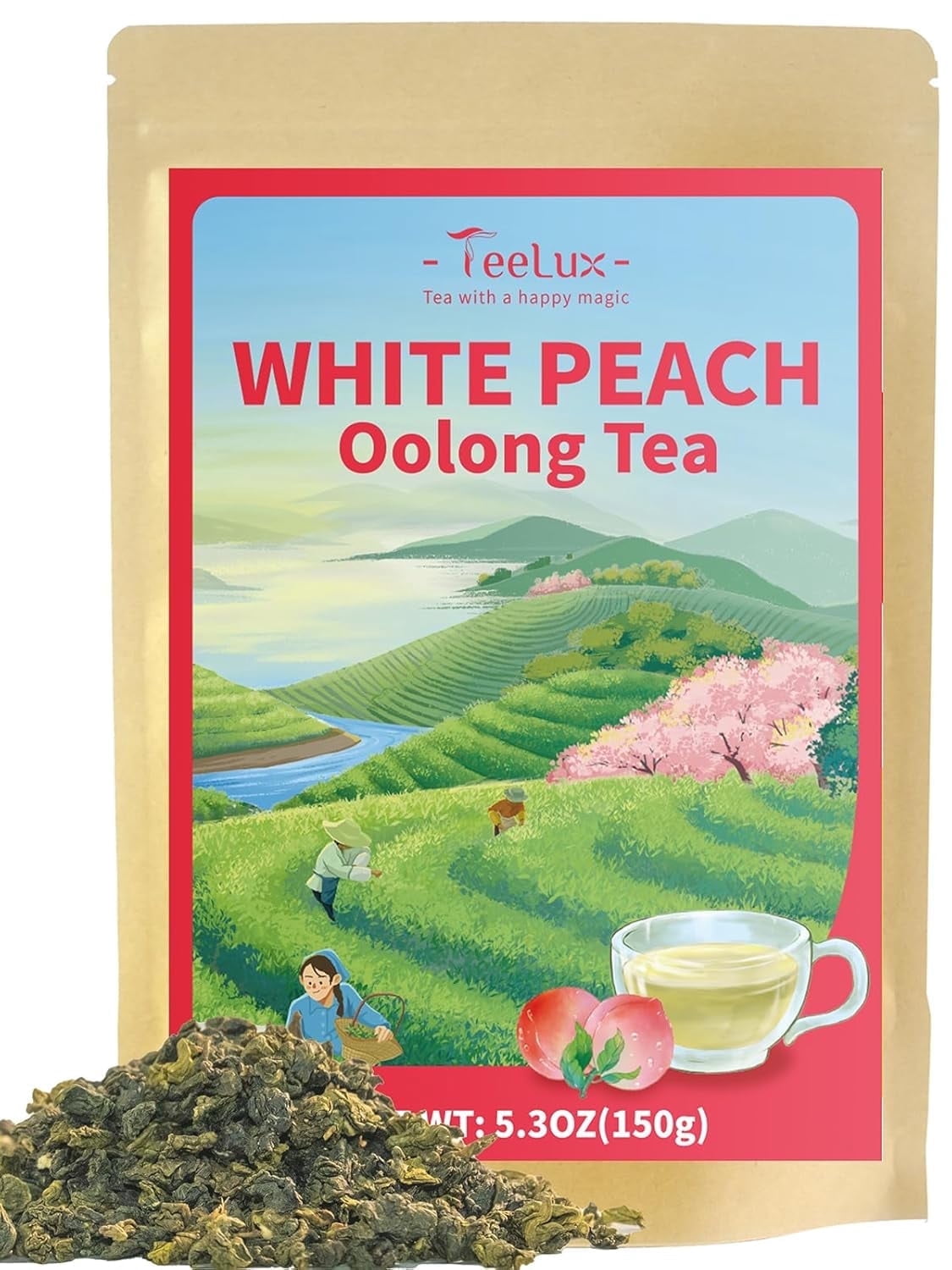TeeLux Peach Oolong Tea, White Peach Oolong Loose Leaf Tea, Peach Aroma ...
