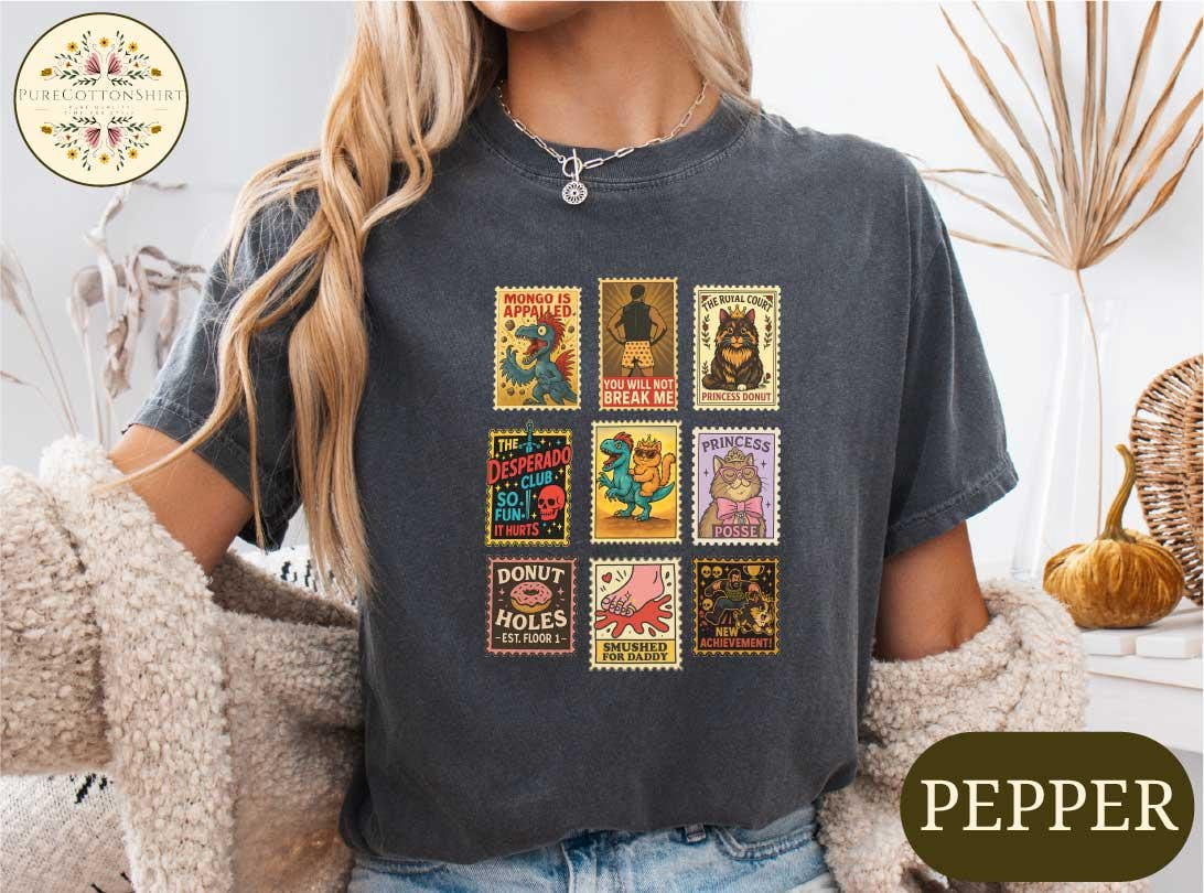 TeeMuse Dungeon Crawler Carl Shirt, Vintage Stamp T-Shirt, Sci-Fi Book ...