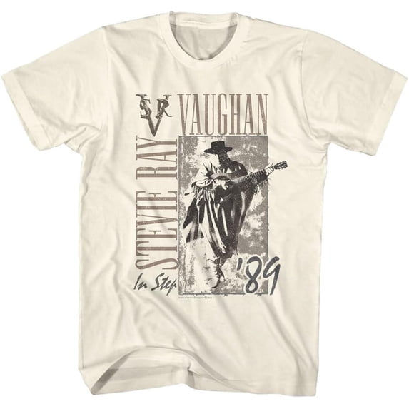 TeeMuse Stevie Ray Vaughn T Shirt, Natural Short Sleeve Blues Rock ...