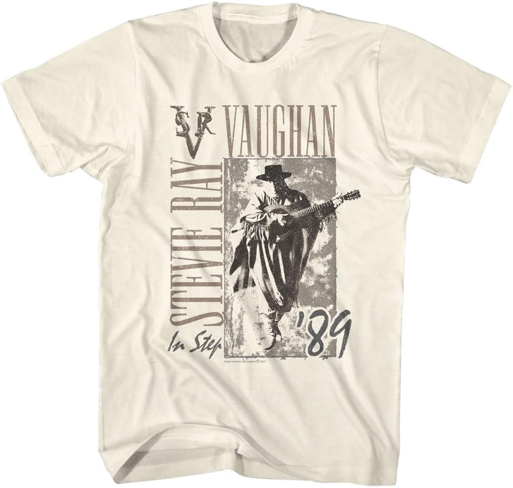TeeMuse Stevie Ray Vaughn T Shirt, Natural Short Sleeve Blues Rock ...