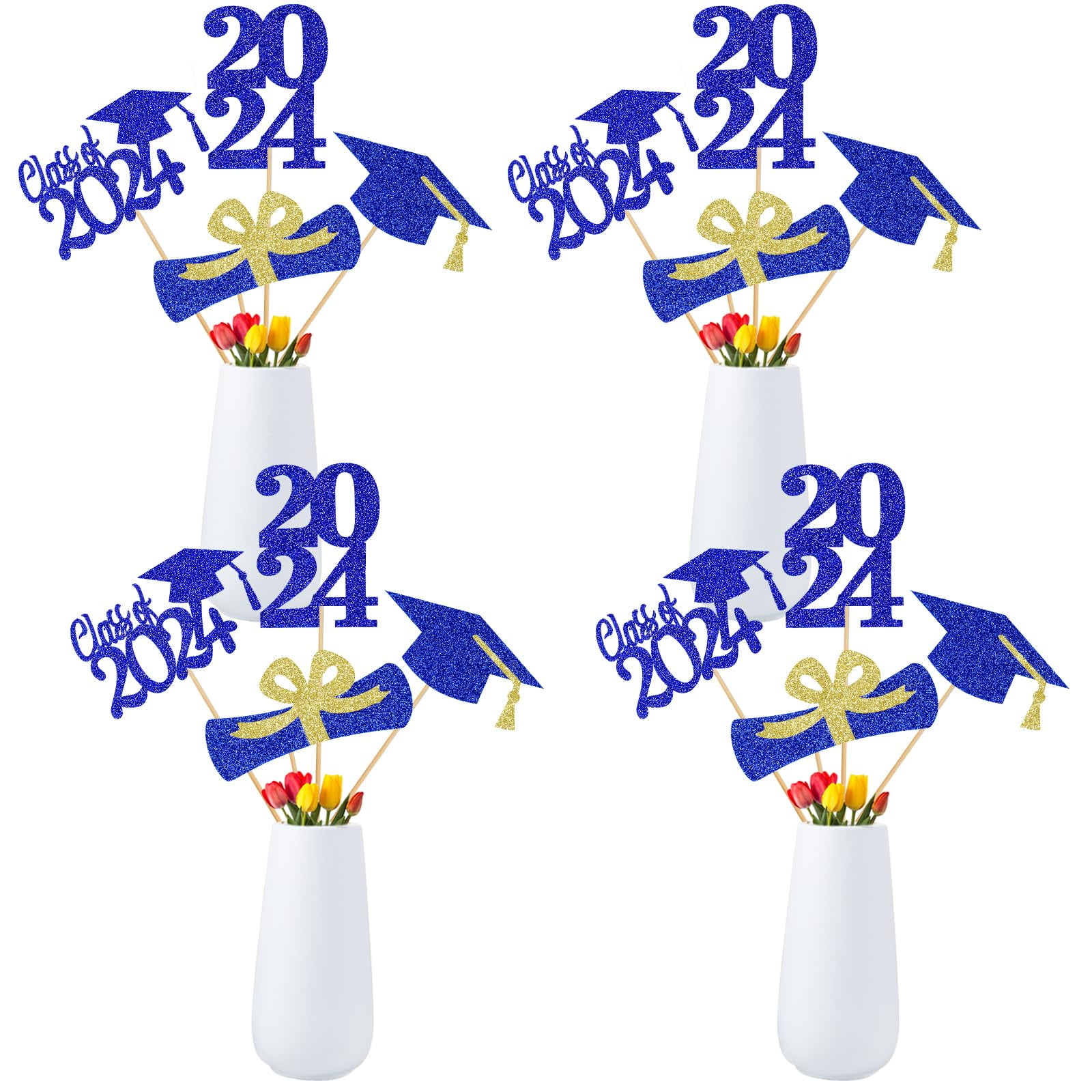 TeePolly Blue Graduation Centerpieces Sticks 2024, Blue Graduation ...