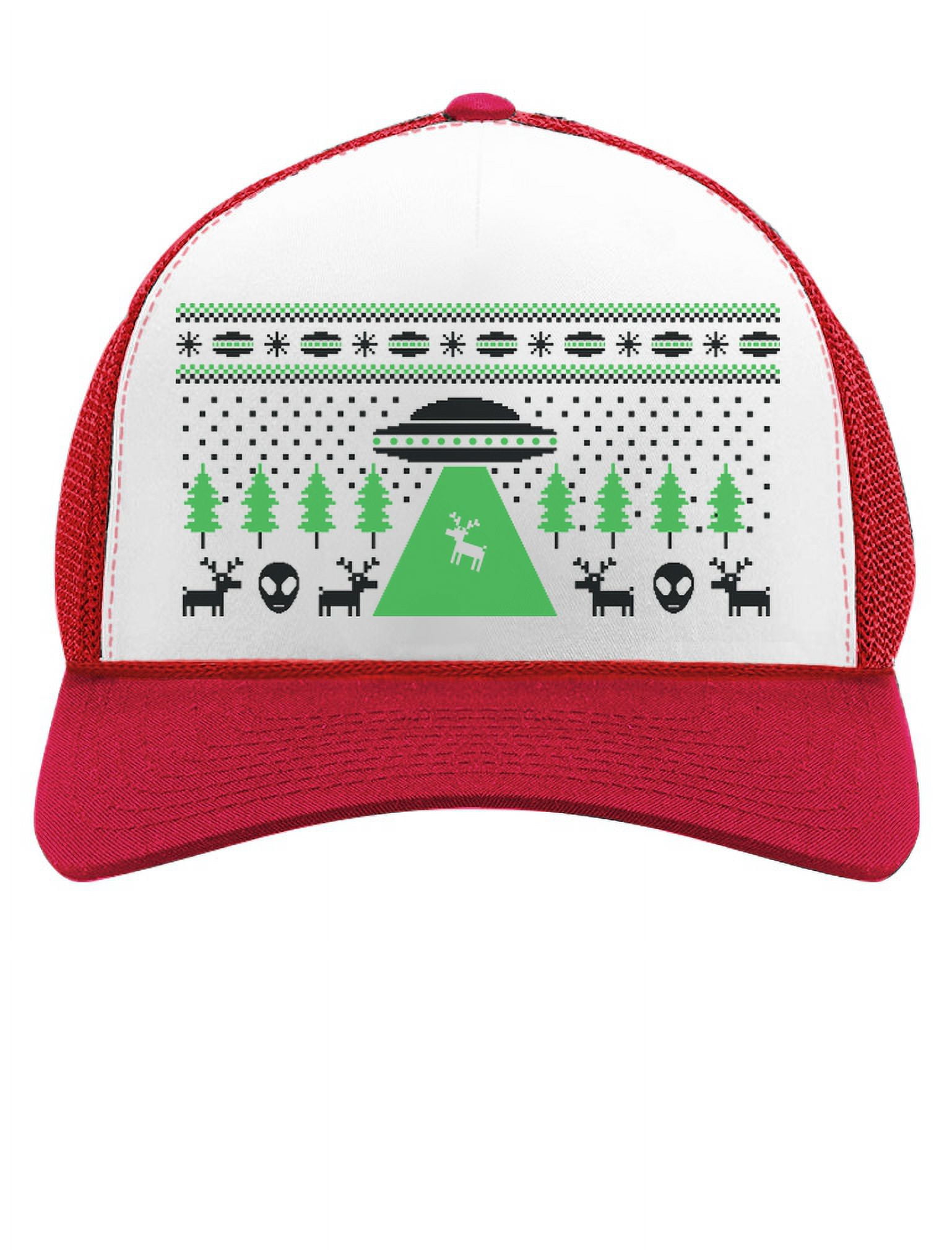 TeeStars - Alien Reindeer Abduction Ugly Christmas Trucker Hat Mesh Cap ...