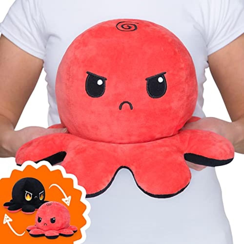 TeeTurtle - Original Reversible Big Octopus Plushie - Angry Fire Eyes ...