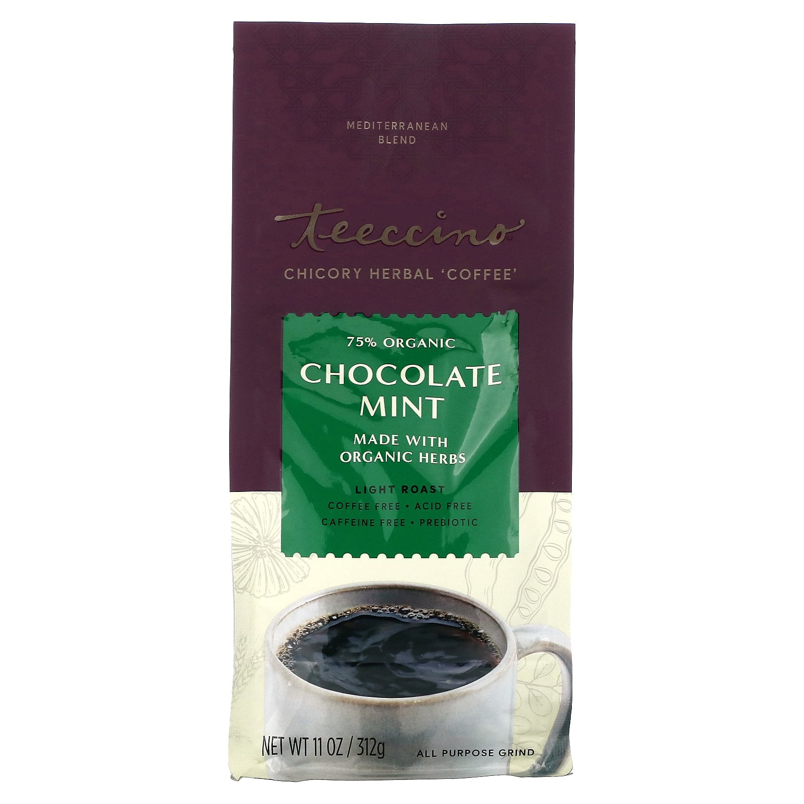 Teeccino Chicory Herbal Coffee, Chocolate Mint, 11 oz, Rich Coffee ...