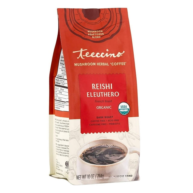 Teeccino Organic Reishi Eleuthero Dark Roast, Decaf Coffee Alternative ...