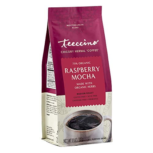 Teeccino Raspberry Mocha Chicory Coffee Alternative - Ground Herbal ...